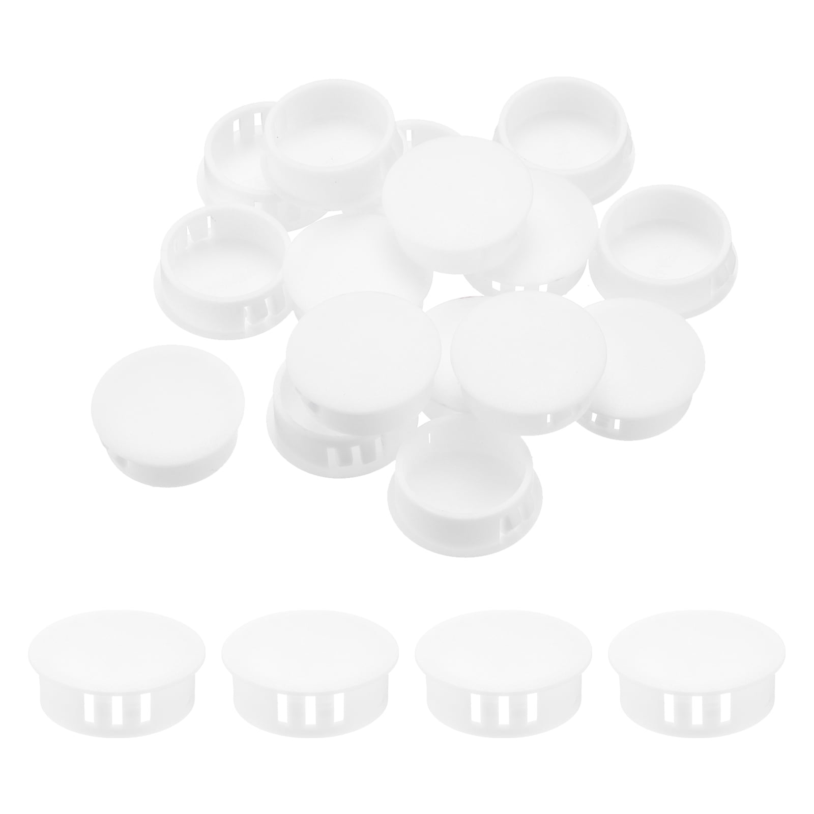 Uxcell 32Pcs 25mm(1') White Round Hole Plugs Nylon Plastic Flush Type ...