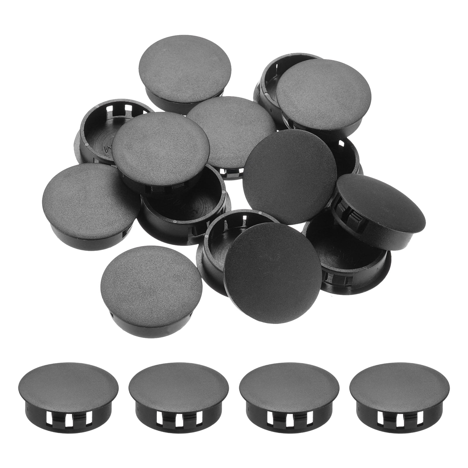 Uxcell 32Pcs 30mm(1 1/5') Black Round Hole Plugs Nylon Plastic Flush ...