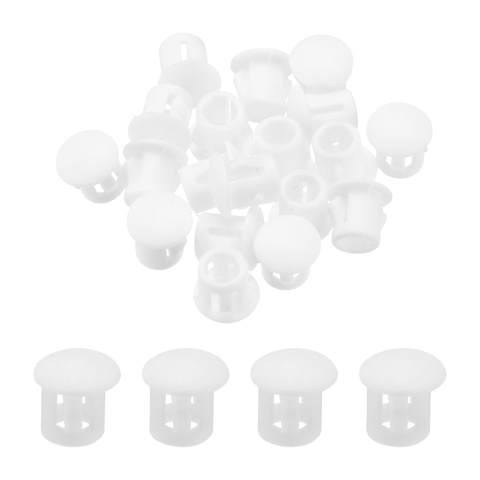 Uxcell 32Pcs 5mm(3/16') White Round Hole Plugs Nylon Plastic Flush Type ...