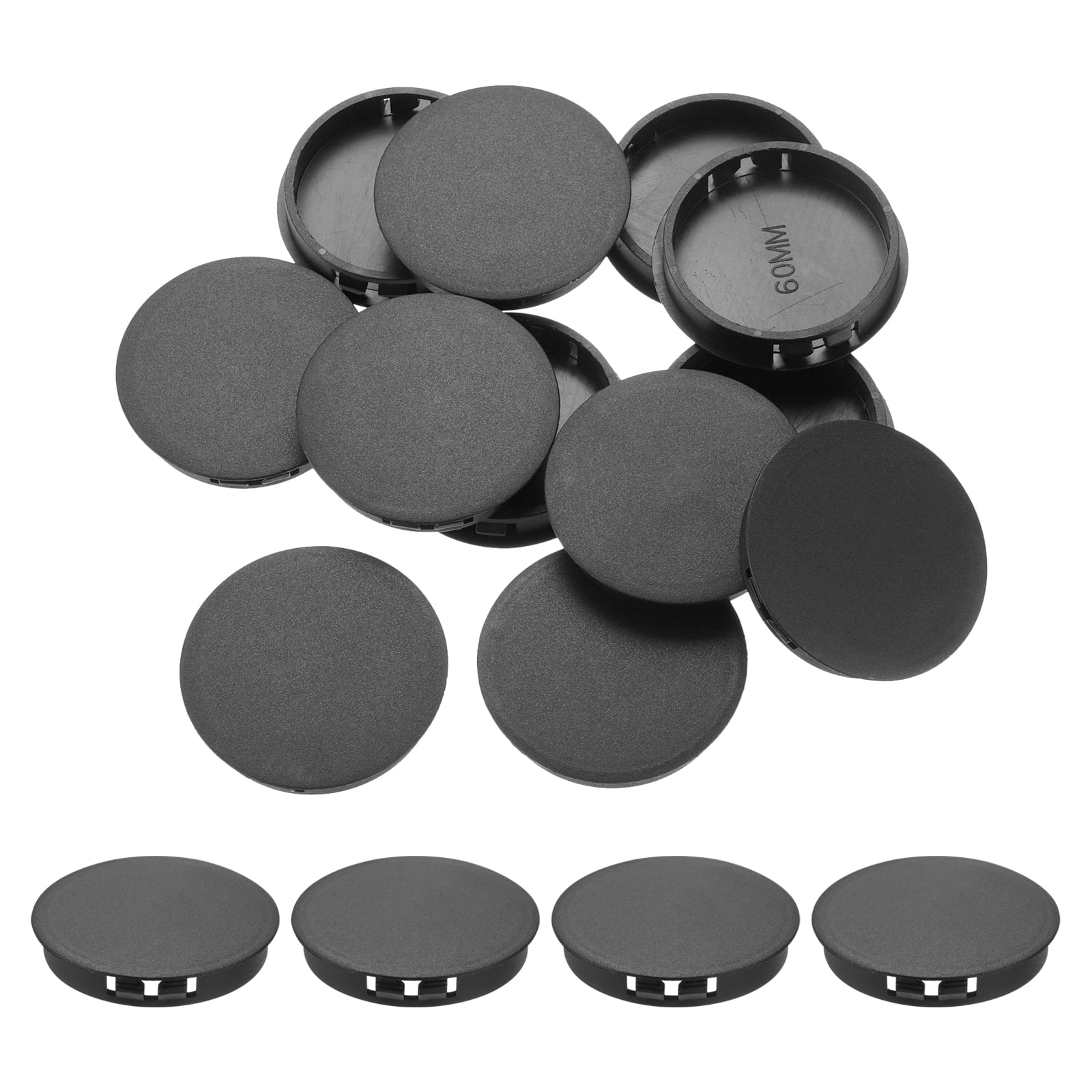 Uxcell 32Pcs 60mm(2 3/8') Black Round Hole Plugs Nylon Plastic Flush ...