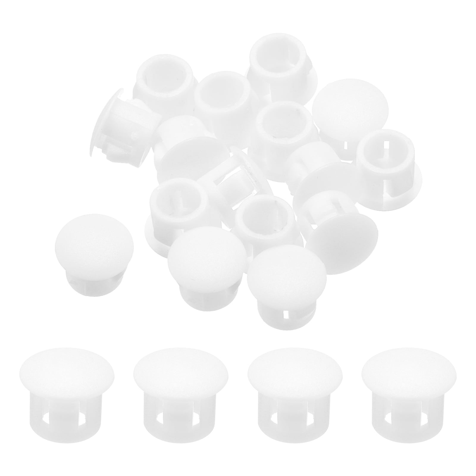 Uxcell 32Pcs 7mm(1/4') White Round Hole Plugs Nylon Plastic Flush Type ...