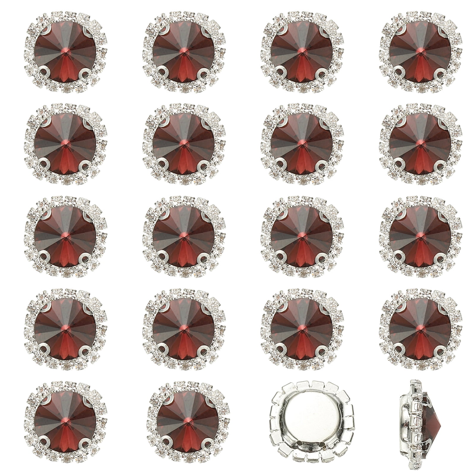 Uxcell 32Pcs Rhinestone Buttons, Flatback Sew on Rhinestones for Crafts ...