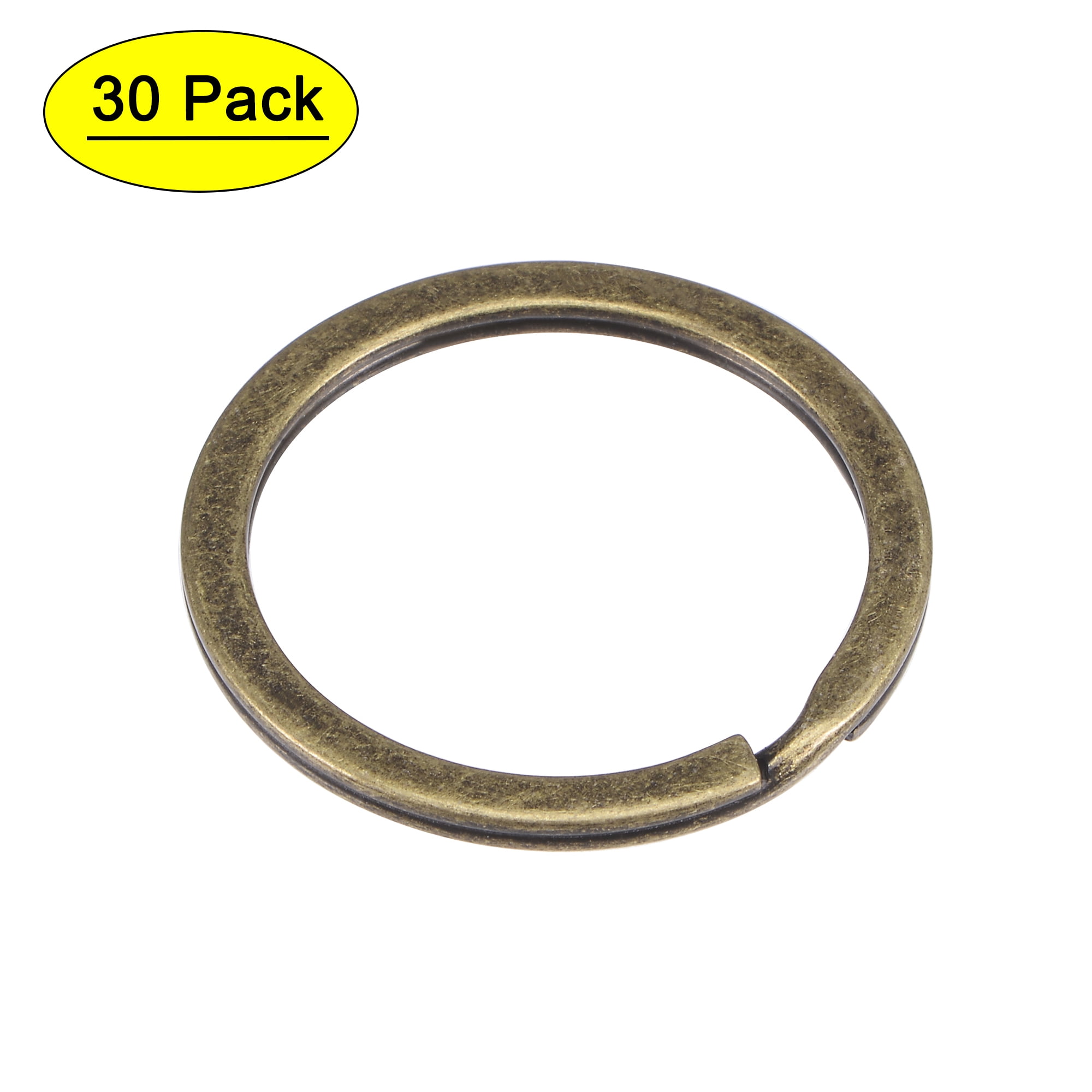 Uxcell 32mm Open Flat Split Keyring Connector Electroplated Iron 30 ...