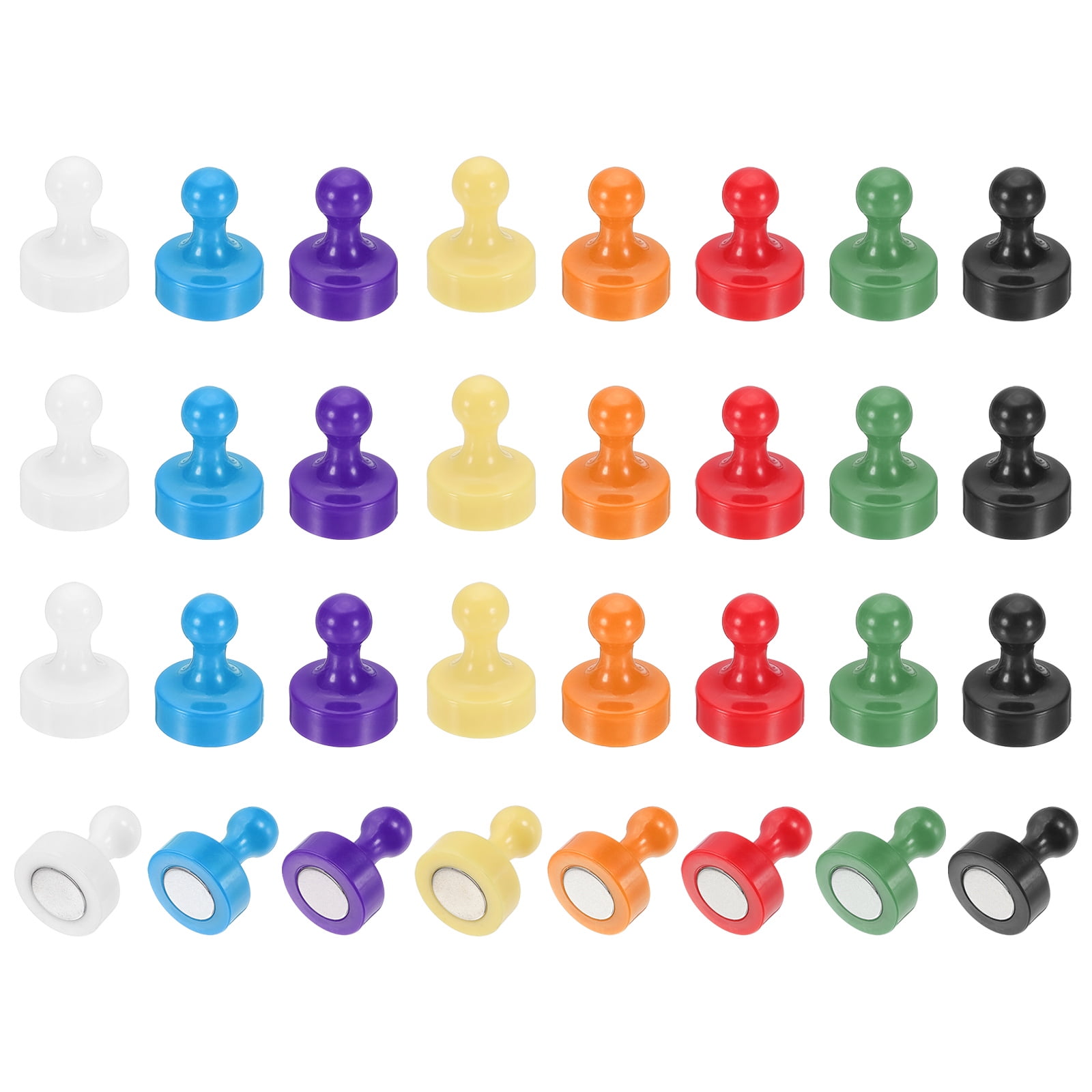 Uxcell 32pcs Magnets Push Pins, 1x0.8" Strong Fridge Magnets Magnetic ...