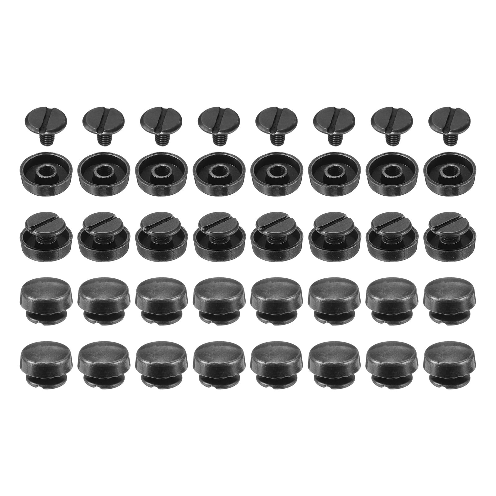 Uxcell 32set Flat Head Stud Spike 10mm Alloy Purse Feet Buckle Button ...