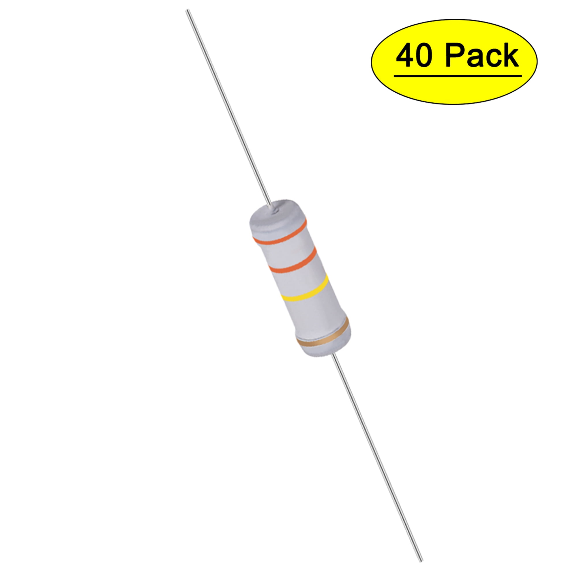 Uxcell 330K Ohm 3W ±5% Tolerance Axile Lead Metal Oxide Film Resistor ...