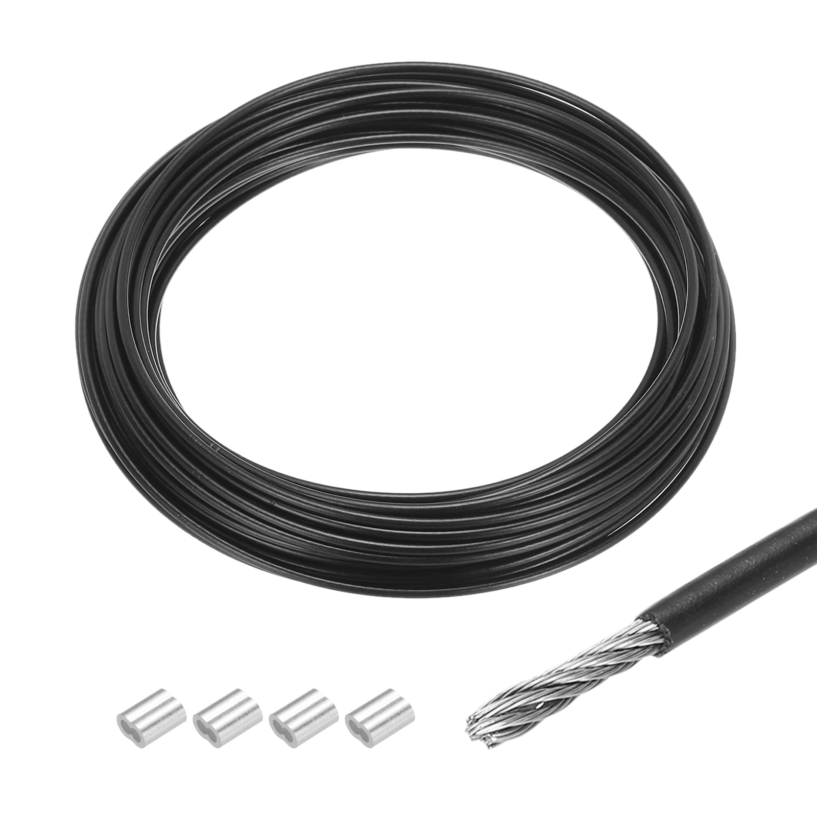 Uxcell 33Ft(10m) Wire Rope 304 Stainless Steel Cable 5/64"(2mm) Vinyl ...