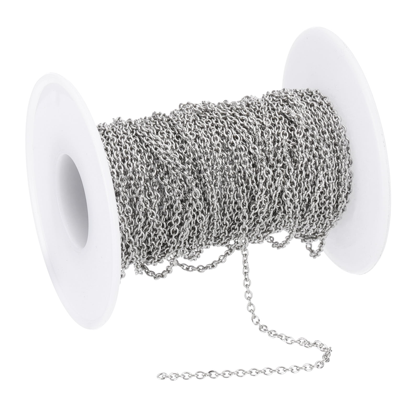 Uxcell 33Ft 304 Stainless Steel Cable Link Chains, 2mm Width Flat Metal ...