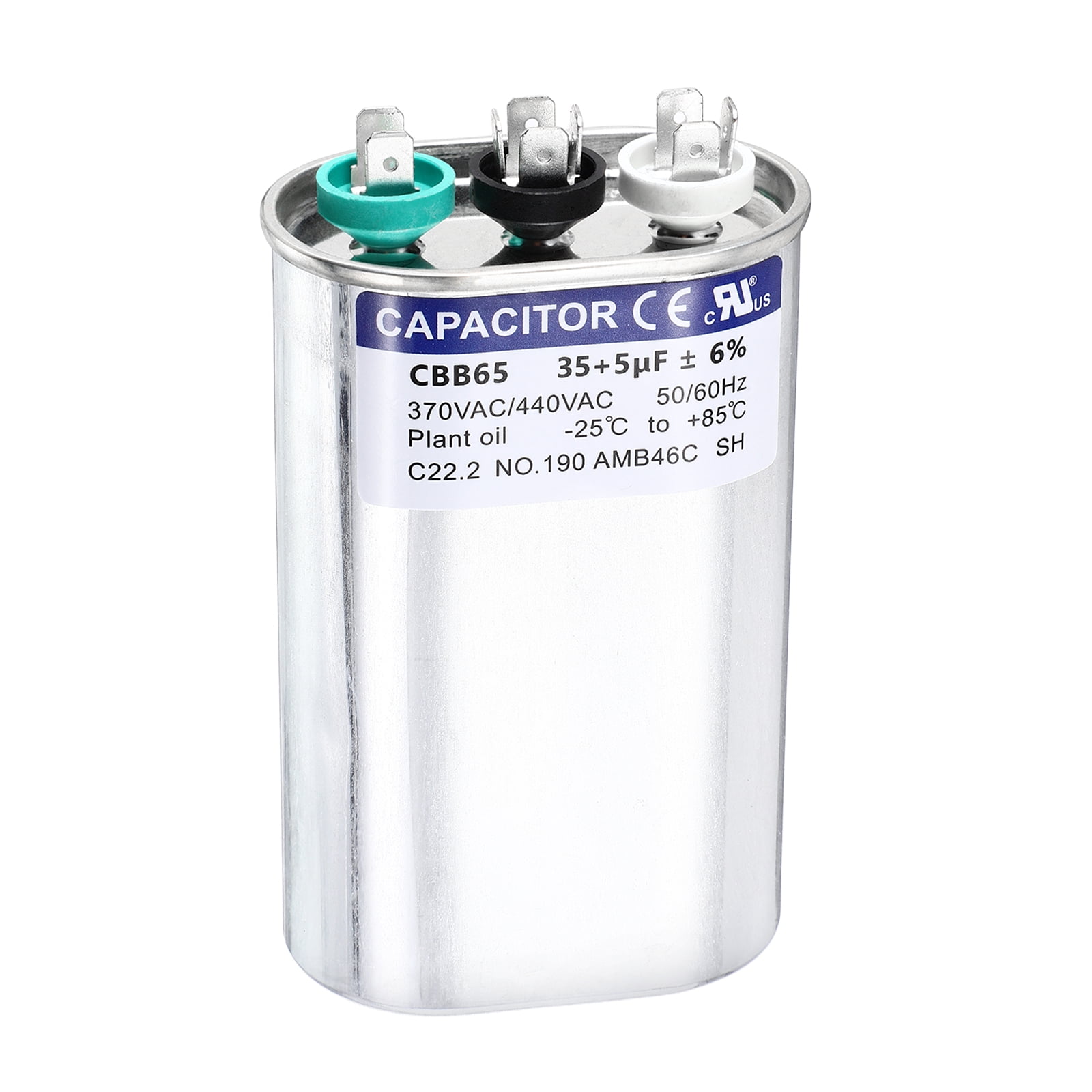 Uxcell 35+5 MFD CBB65 Run Start Capacitor 35+5 uF, 370/440V Oval AC ...