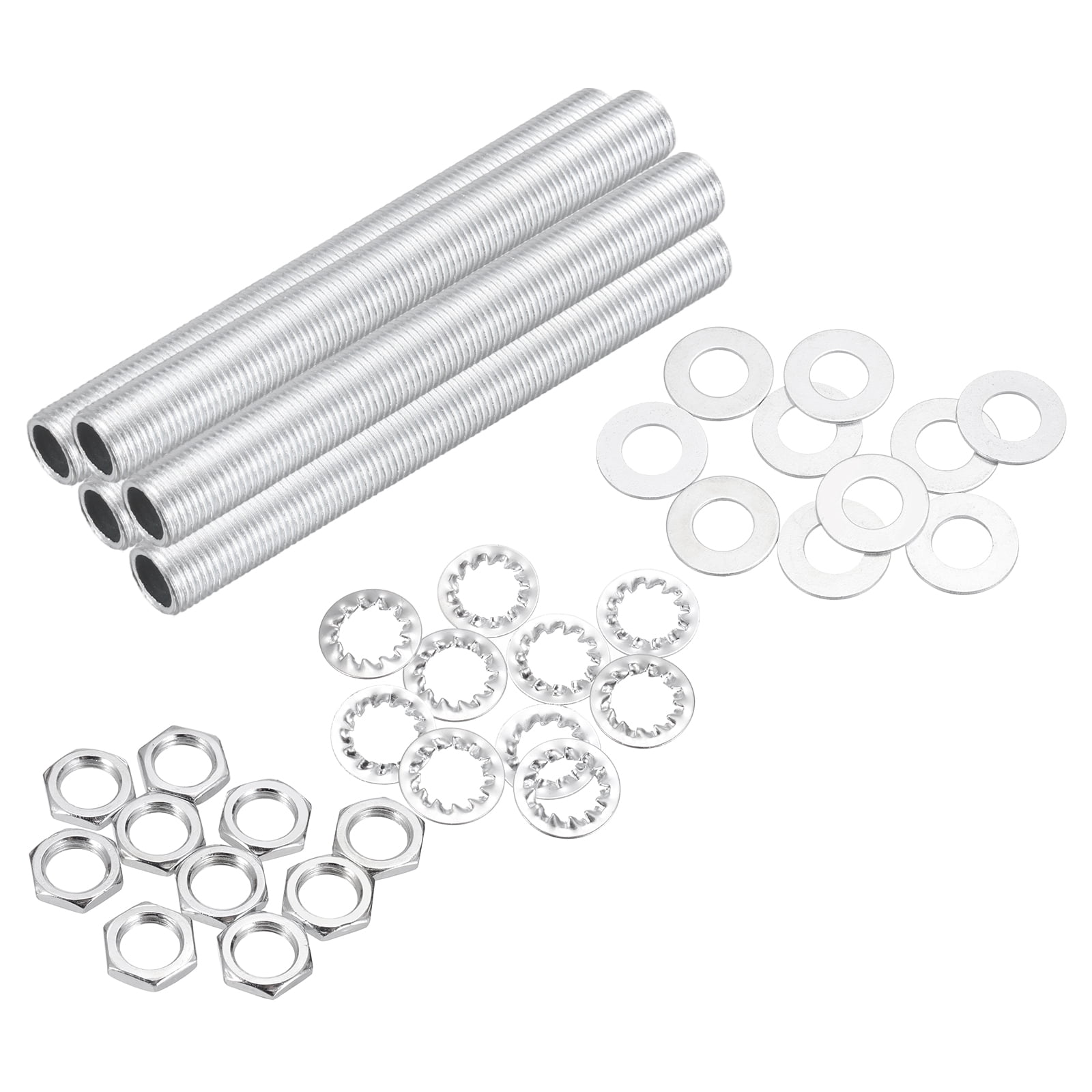 Uxcell 35Pcs 3.3" Lamp Pipe Kit with Nuts Washers 1/8IP Thread ...