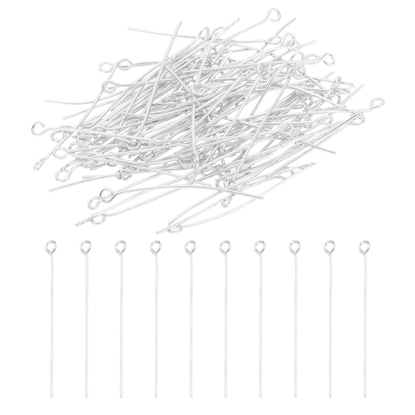 Uxcell 35mm Open Eye Pins, 150Pcs 21 Gauge Metal Head Pins Needles ...