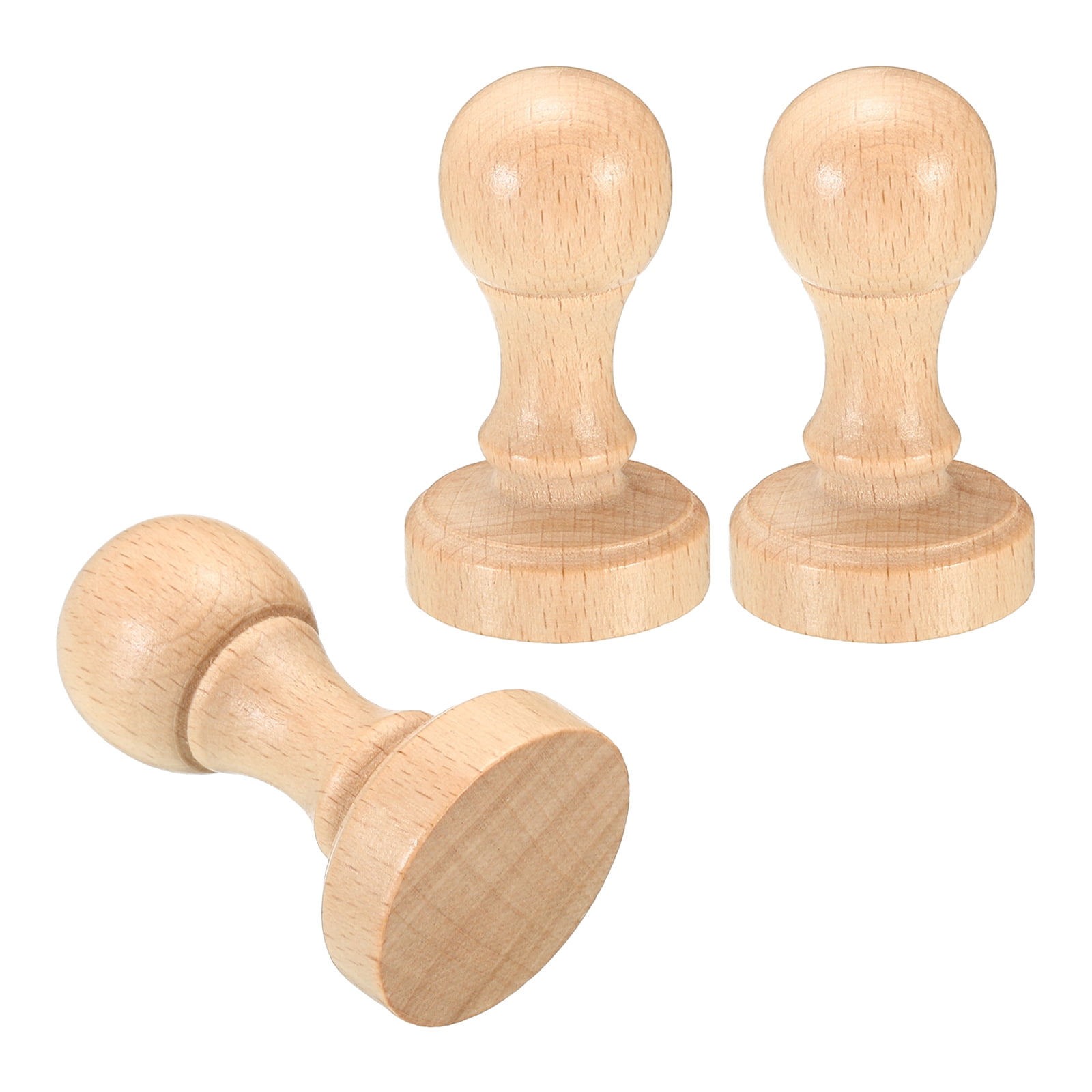 Uxcell 35mm Stamp Wood Round Handle, 3 Pack Wooden Knobs Stamp Mounts ...