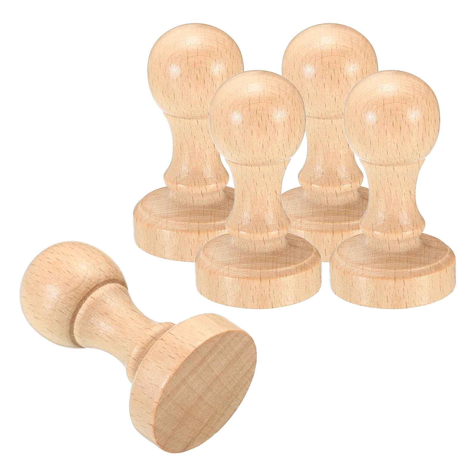 Uxcell 35mm Stamp Wood Round Handle, 5 Pack Wooden Knobs Stamp Mounts ...