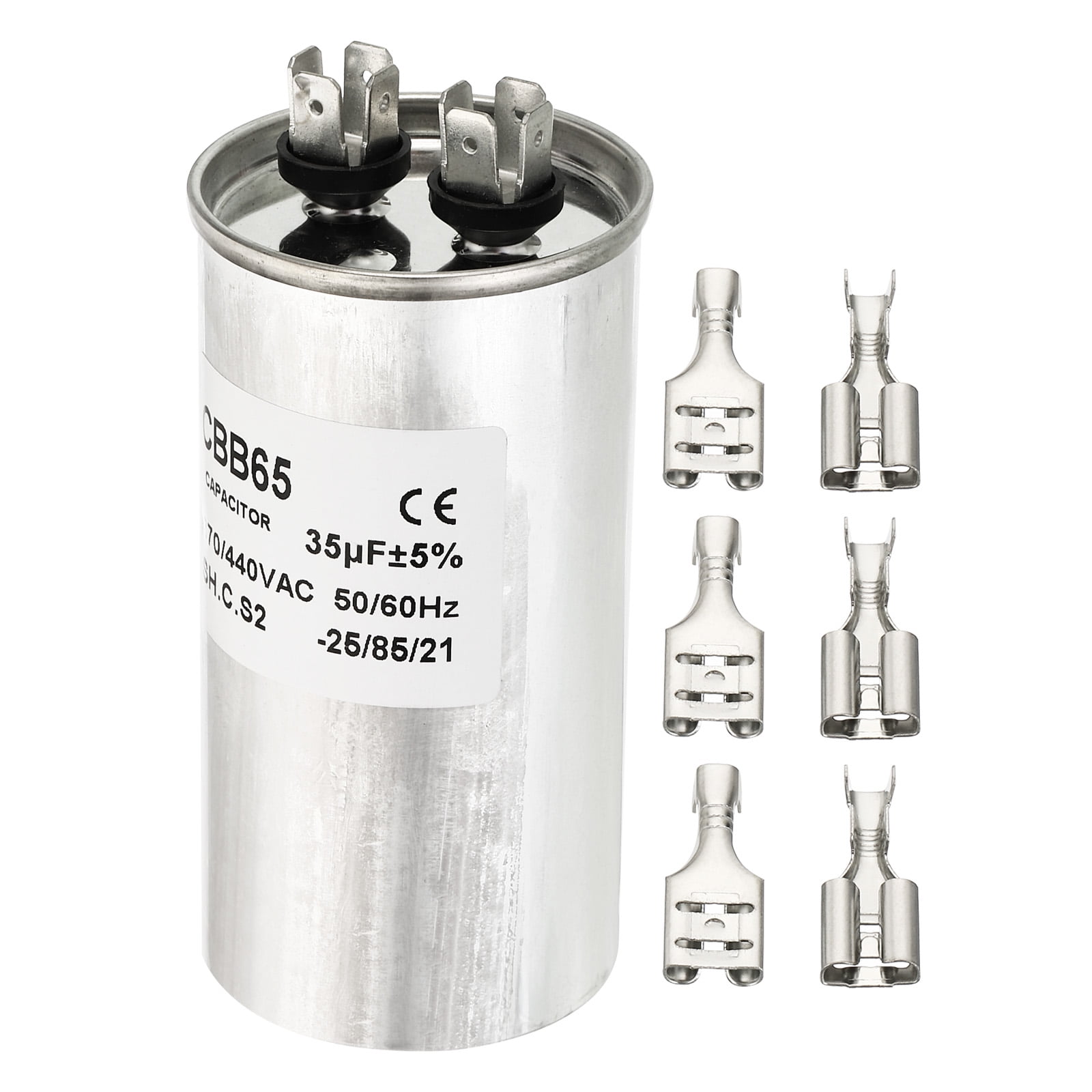 Uxcell 35uf 35MDF 370/440VAC Fan Start Capacitor, CBB65 Circular Run Capacitor with Connecting ...