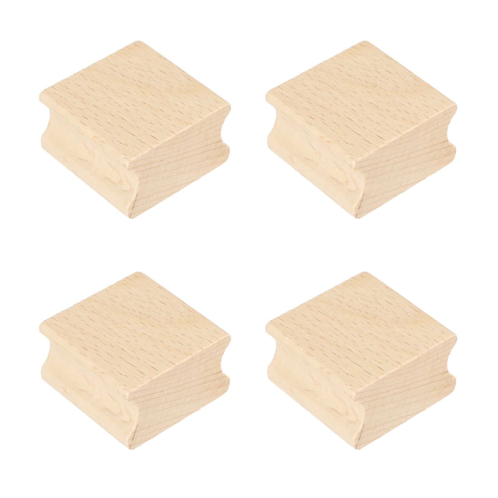 Uxcell 35x35mm Wooden Stamp Block, 4 Pcs Blank Rubber Stamp Mounts ...