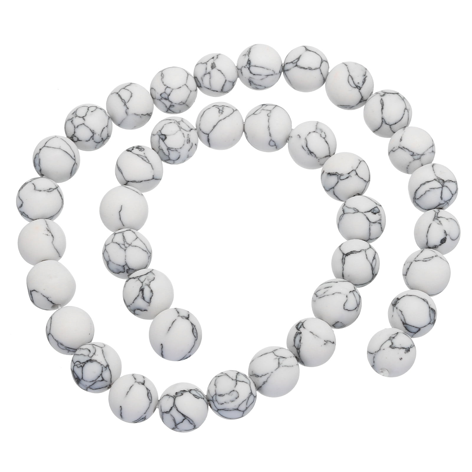 Uxcell 36 Pcs Natural Stone 10mm Marble White Beads Gemstone Beads for ...