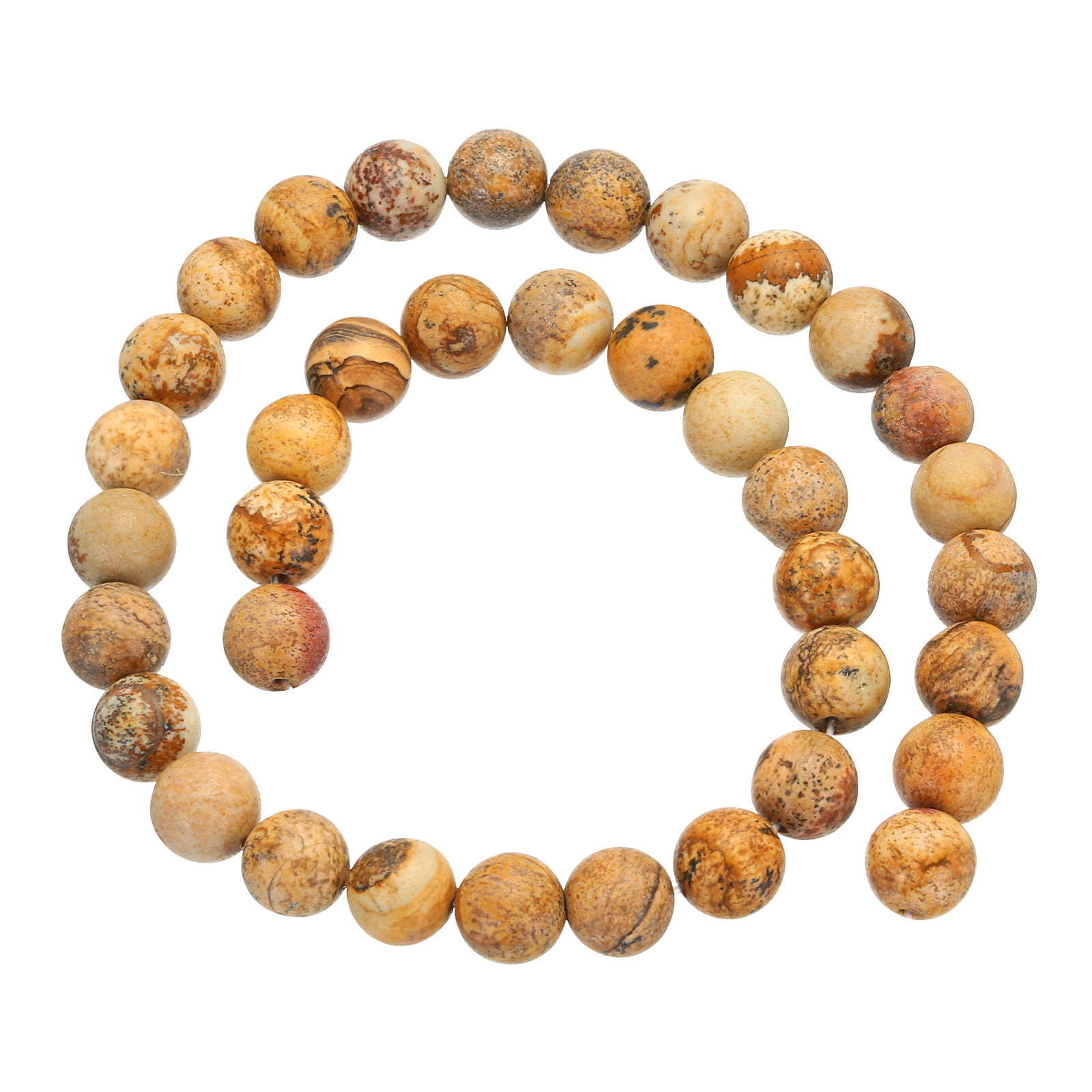 Uxcell 36 Pcs Natural Stone 10mm Picture Stone Beads Coffee Color ...