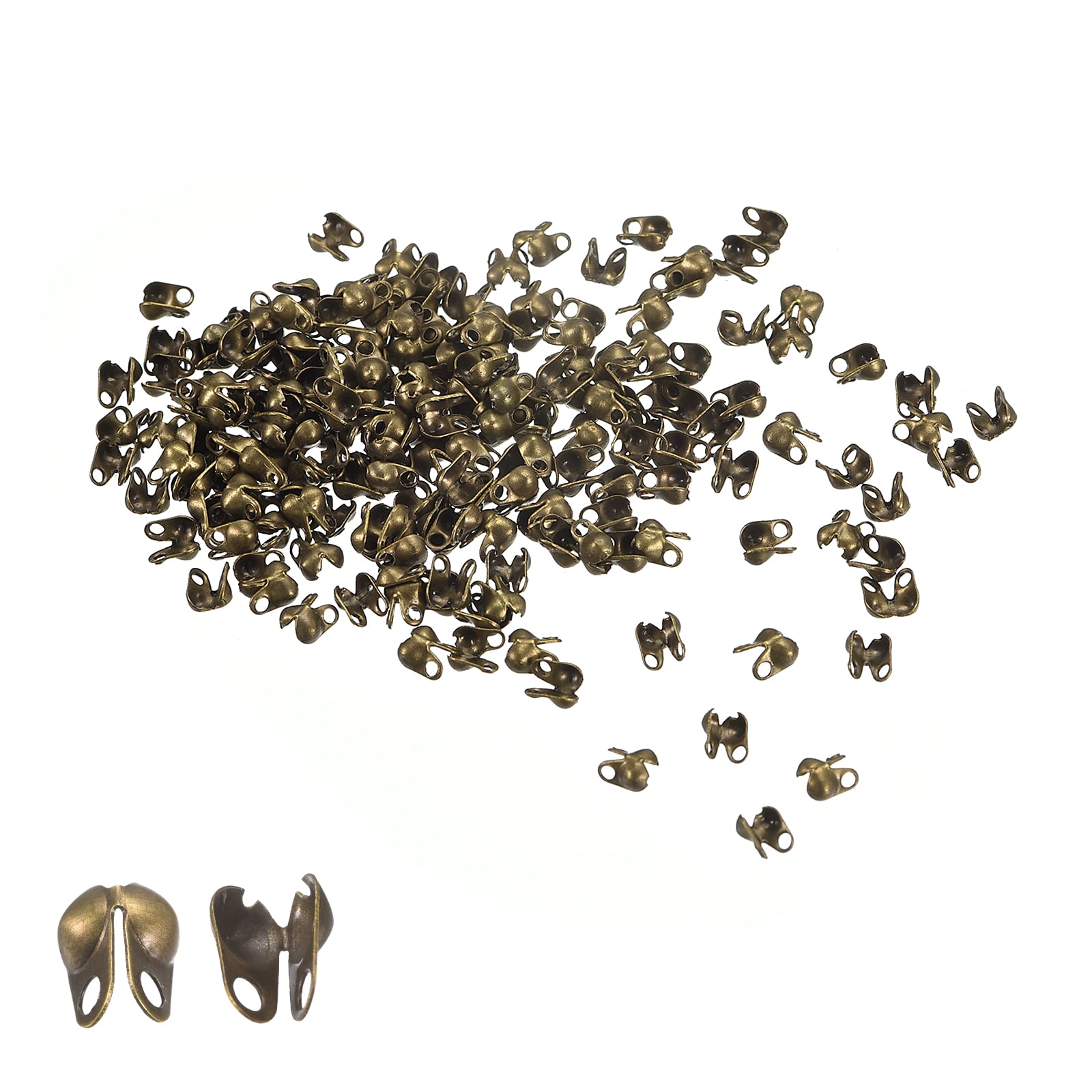 Uxcell 360Pack 4mm Clamshell Fold Over Bead Tips Knot Covers for ...