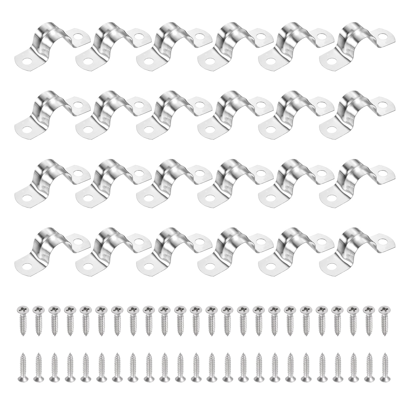 Uxcell 36Pcs 16mm(5/8")304 Stainless Steel Rigid Pipe Strap, Two Hole ...