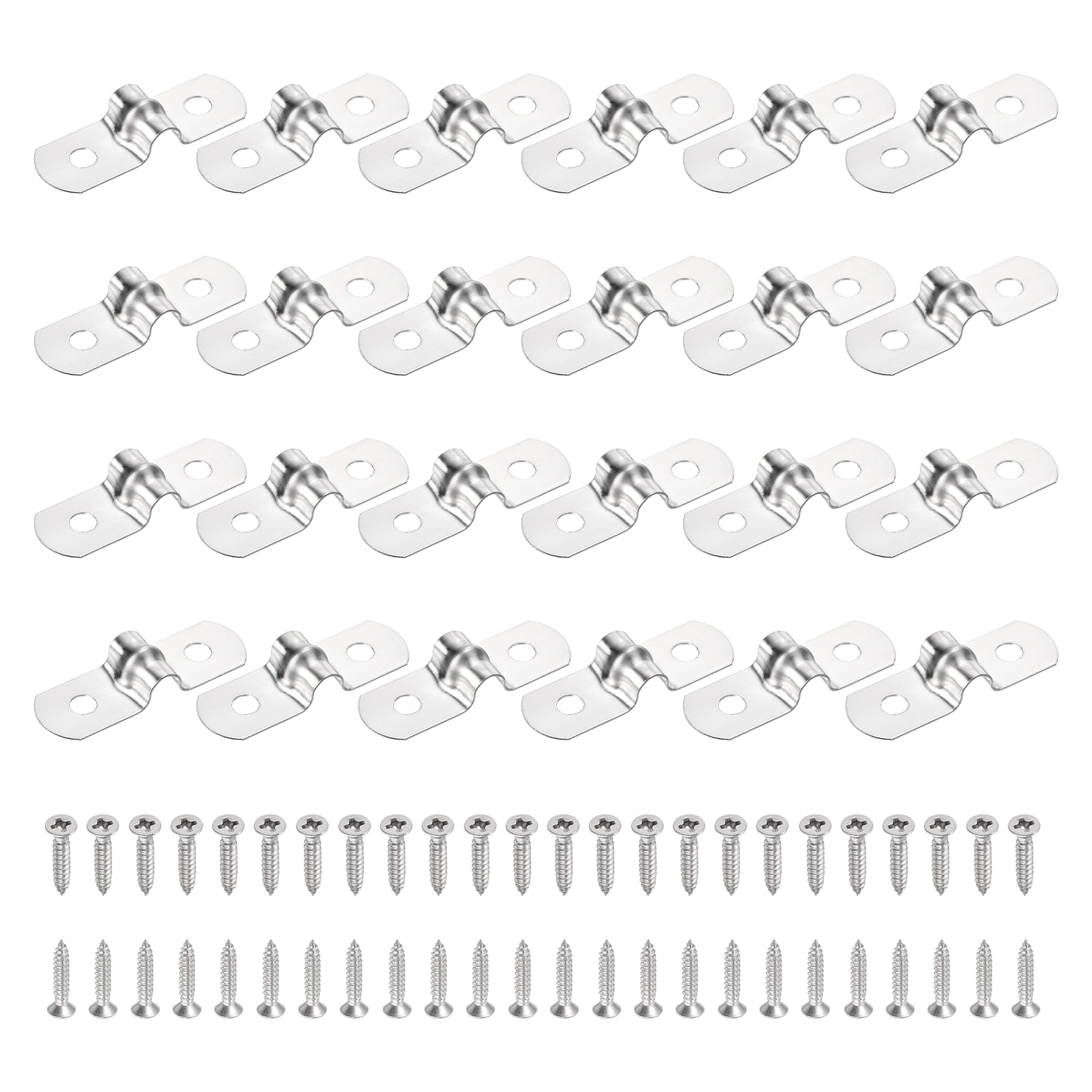 Uxcell 36Pcs 5mm(3/16")304 Stainless Steel Rigid Pipe Strap, Two Hole ...