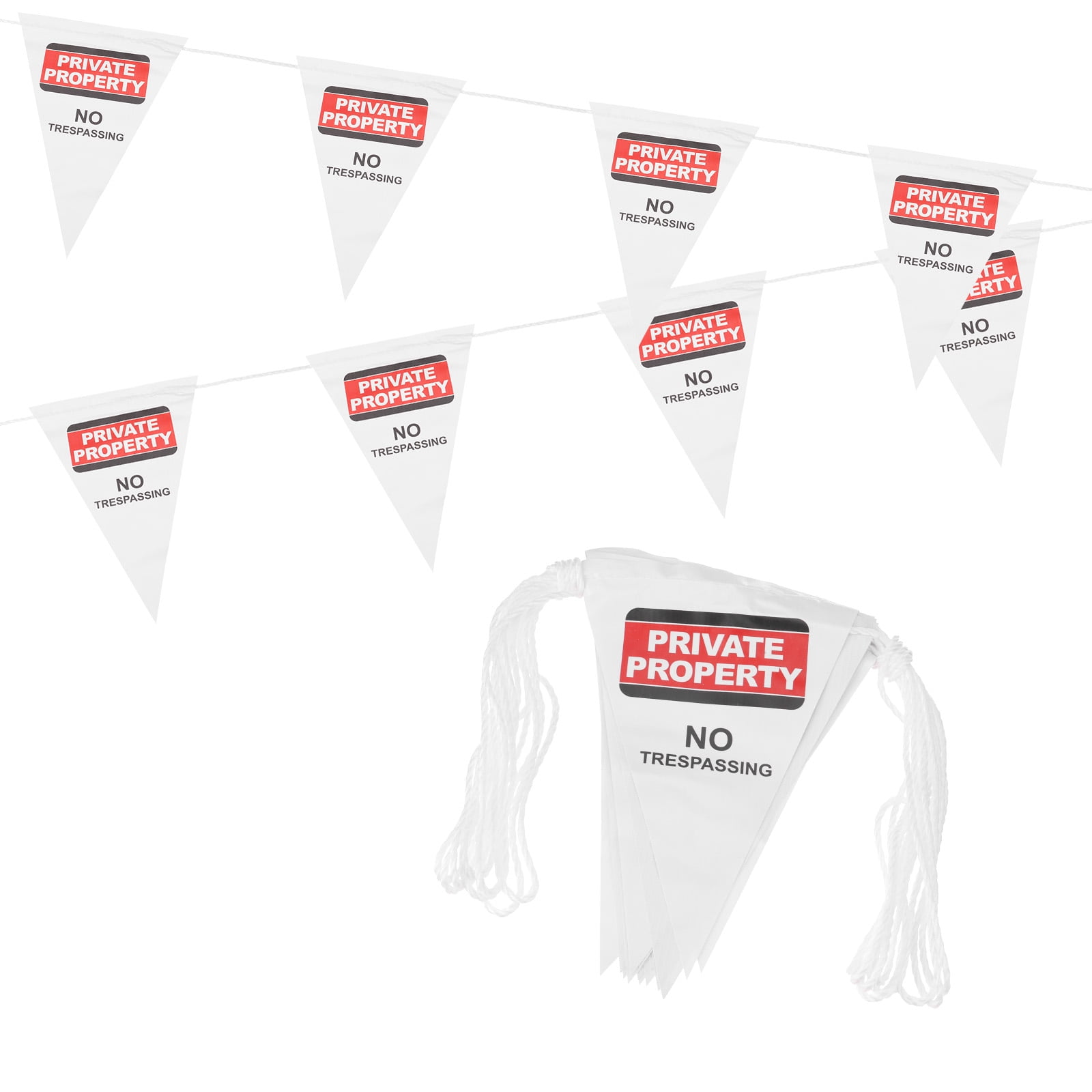 Uxcell 37ft Pennant Banner Flags, Private Property No Trespassing ...