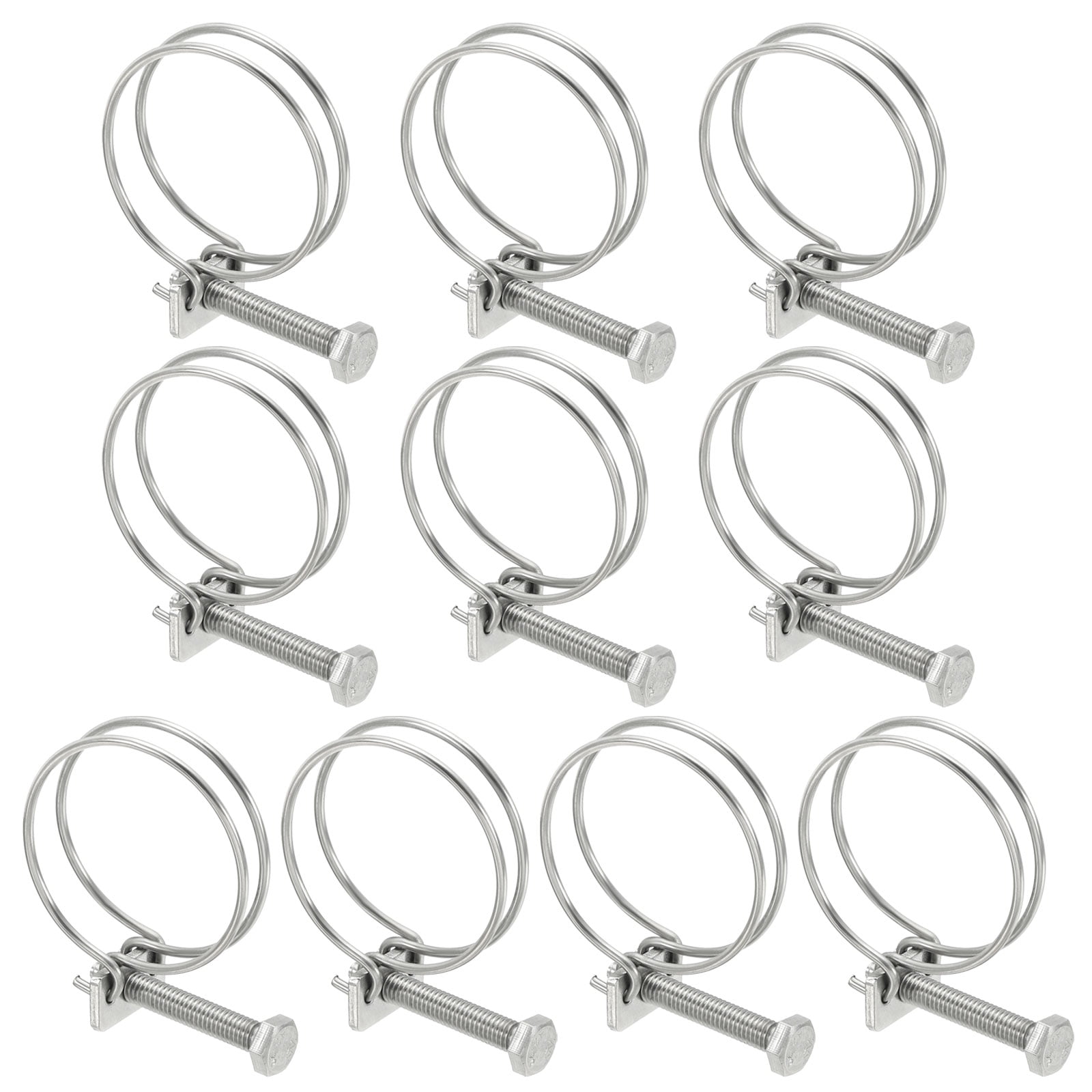 Uxcell 38-42mm Adjustable Double Wire Hose Clamp, 304 Stainless Steel ...