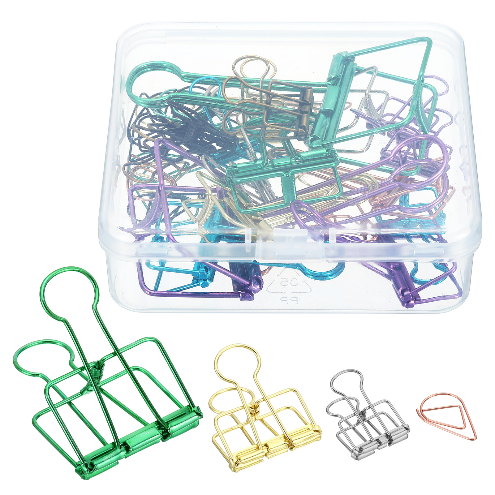 Uxcell 38 Pieces Metal Wire Binder Clips and Paper Clip Set, Paper Clip ...