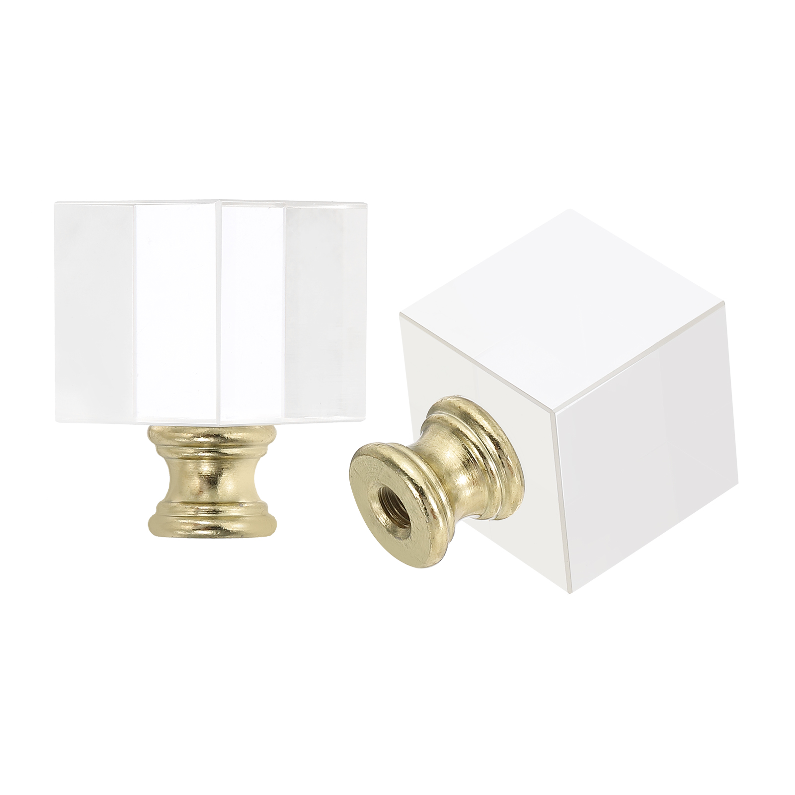 Uxcell 39mm Lamp Shade Finial, 2 Pcs Cube Crystal Lamp Finials Caps ...