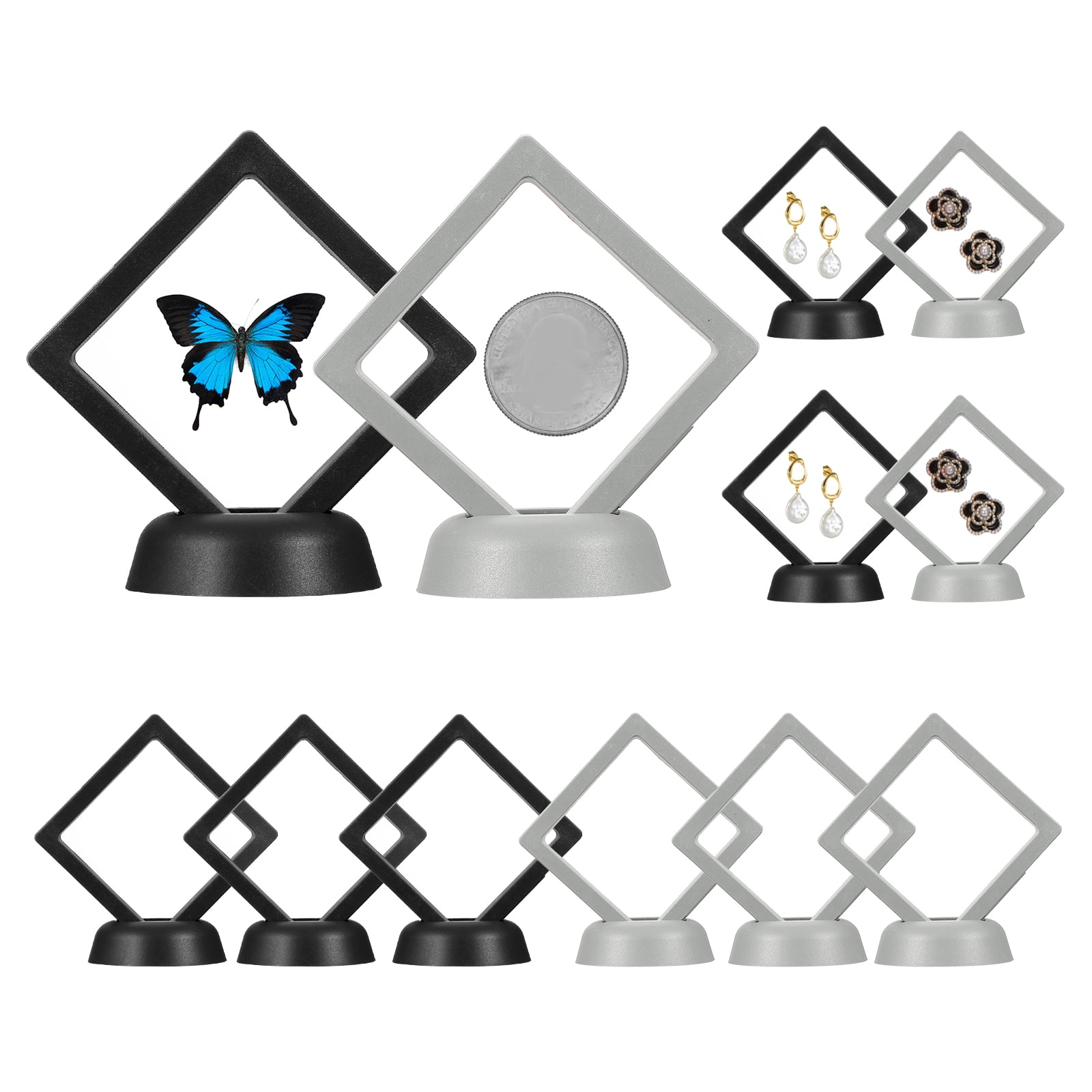 Uxcell 3D Floating Frame Display Stand, 12 Pack 2.8x2.8 Inch Challenge ...