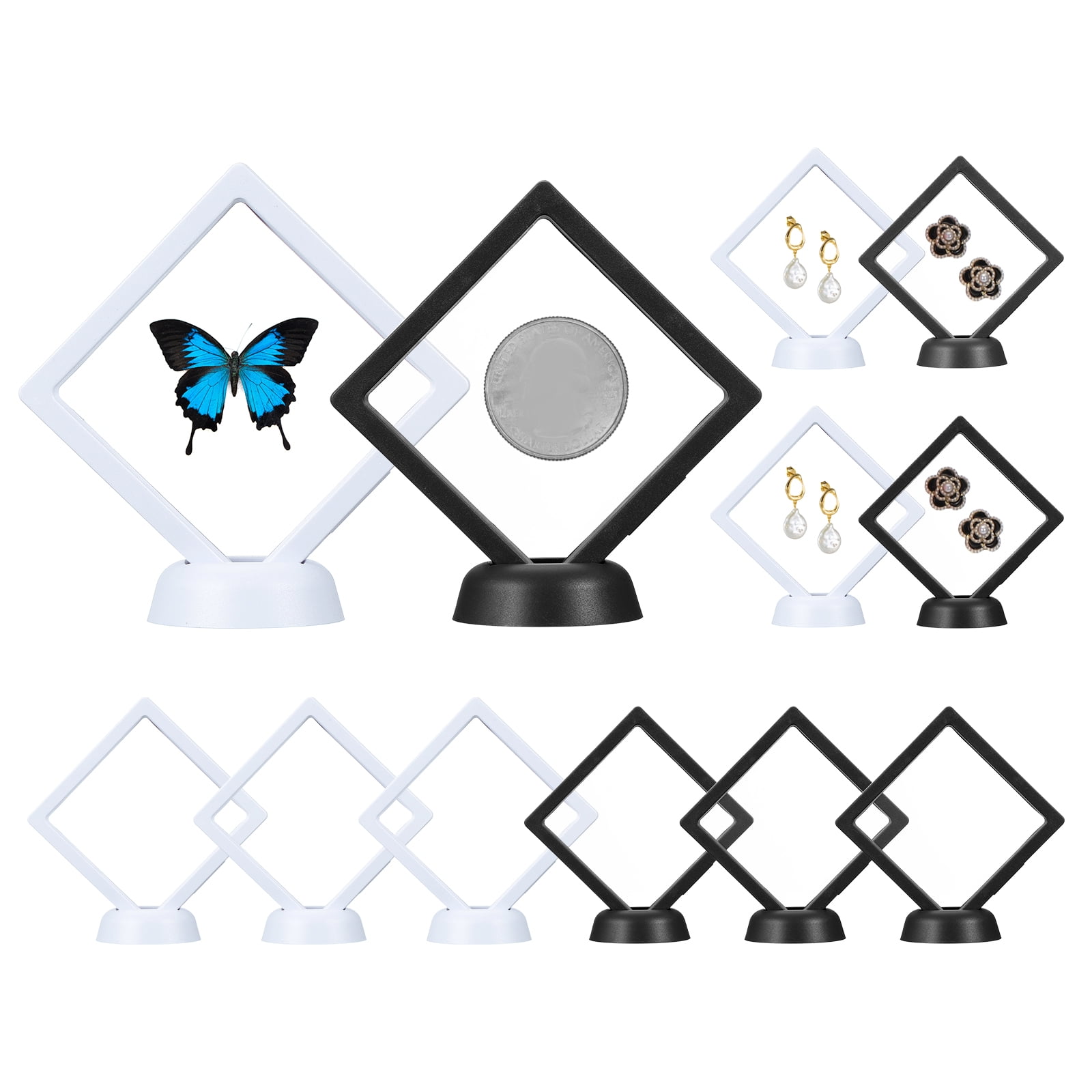 Uxcell 3D Floating Frame Display Stand, 12 Pack 3.5x3.5 Inch Challenge ...