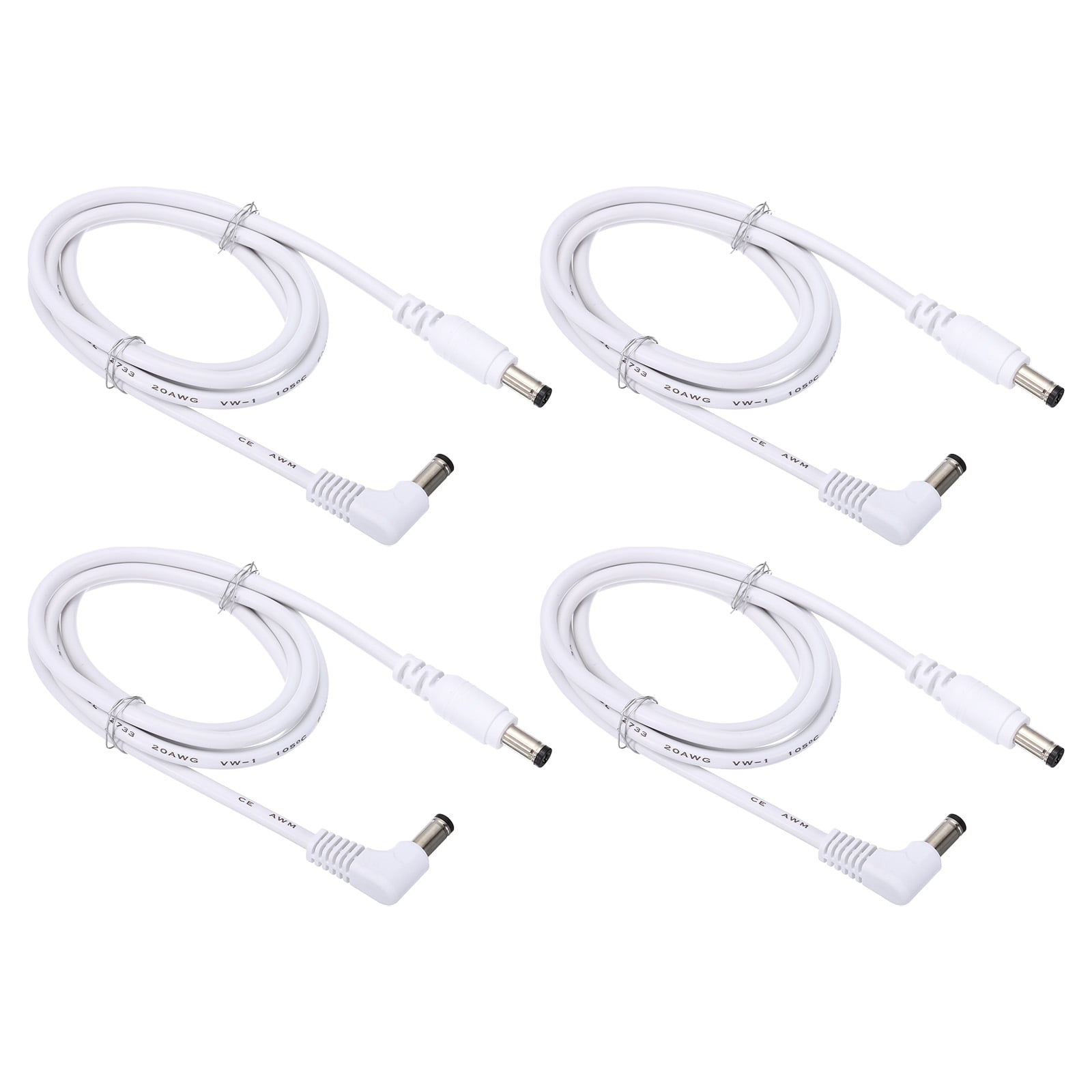 Uxcell 3Ft 5.5mm x 2.1mm Male to Male DC Power Extension Cable, 4 Pcs ...