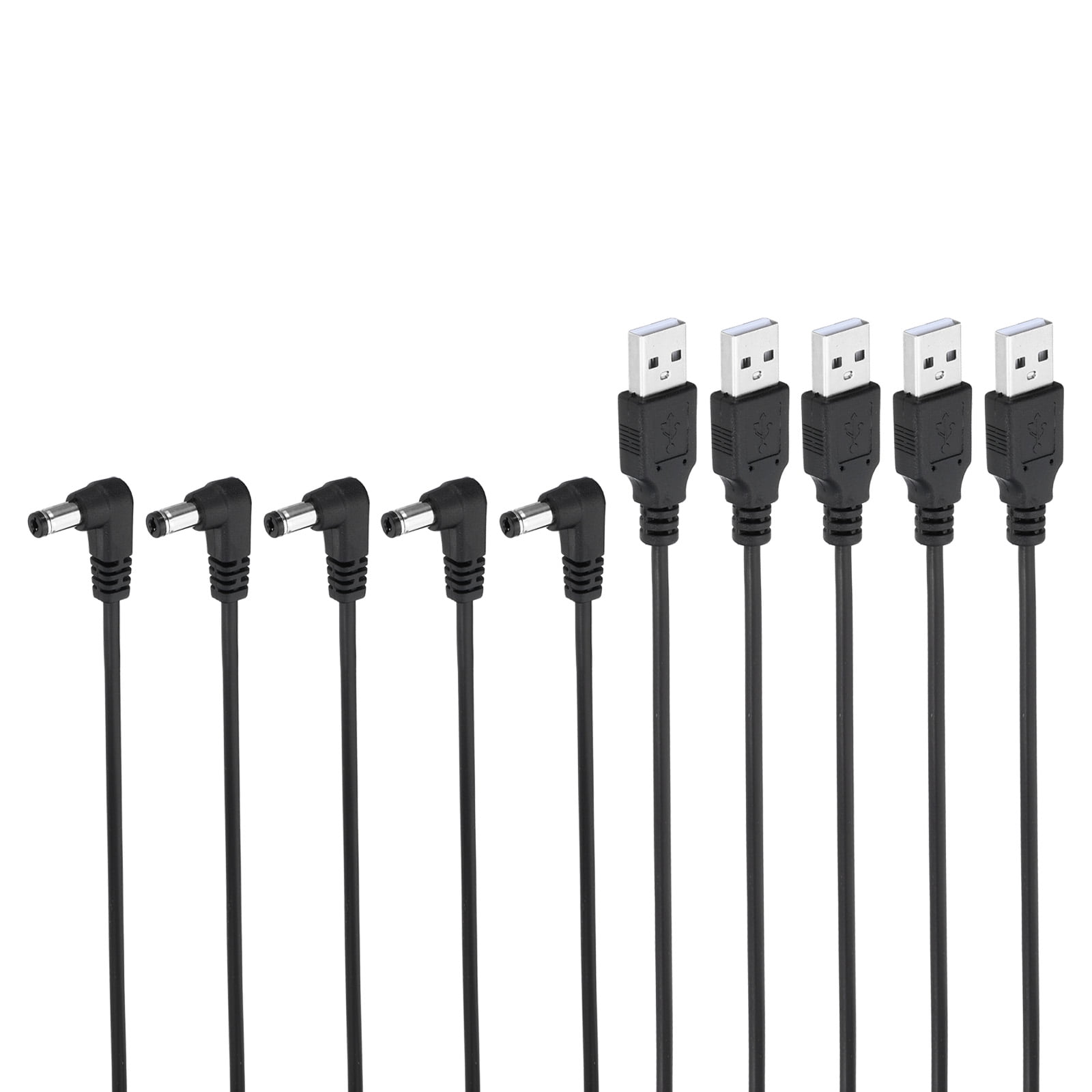 Uxcell 3Ft USB to DC 5.5x2.1mm Barrel Jack Power Cord, 5 Pcs 24AWG Wire ...