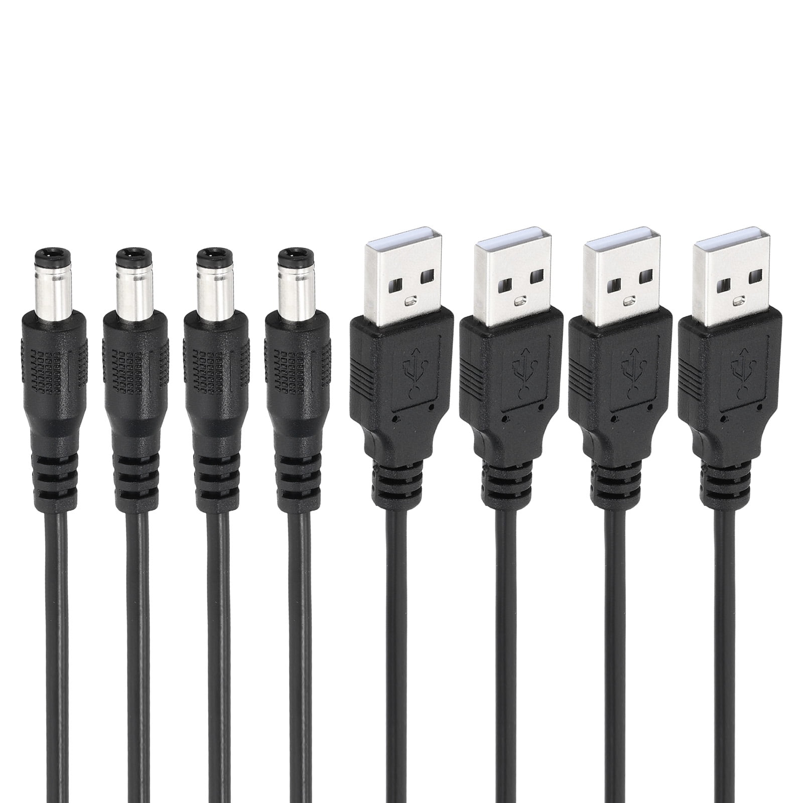Uxcell 3Ft USB to DC 5.5x2.5mm Barrel Jack Power Cord, 4 Pcs 24AWG Wire ...