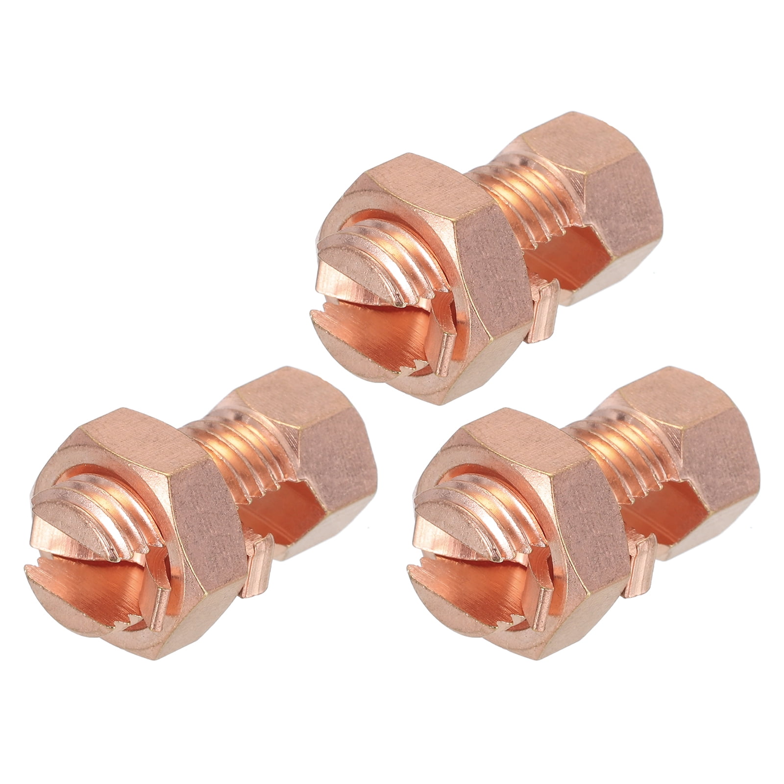 Uxcell 3PCS Split Bolt Connector Brass Copper Grounding Clamps TJ-16 ...