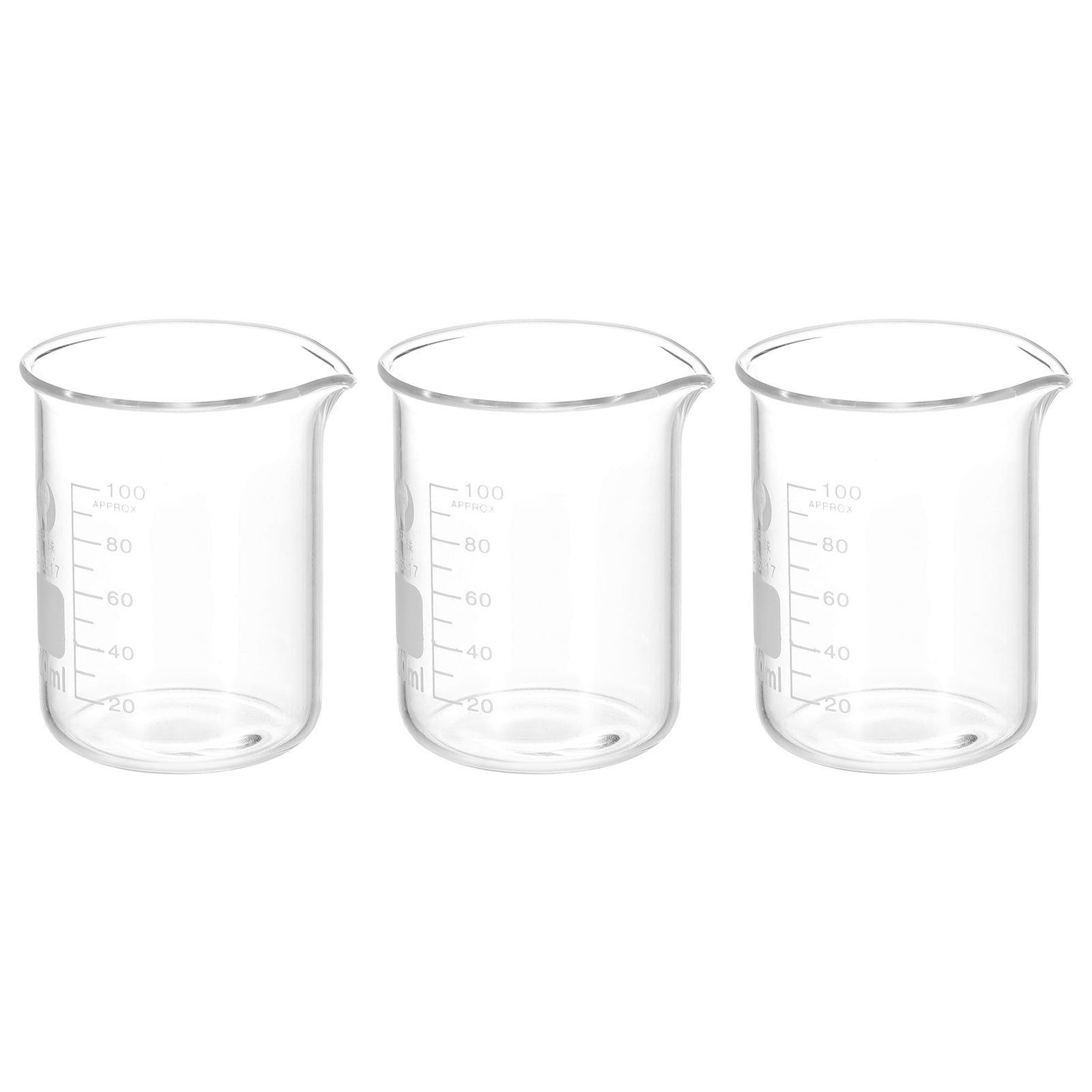 Uxcell 3Pack 100ml Small Size Borosilicate Glass Beaker, Graduated Measuring Cups with Pour ...