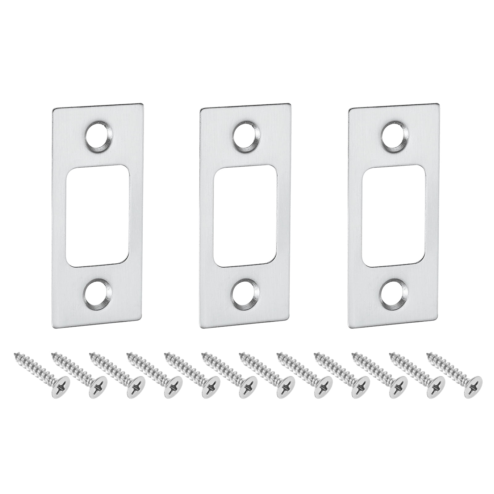 Uxcell 3Pack Door Strike Plate, 57mm x 25.5mm Stainless Steel Latch ...