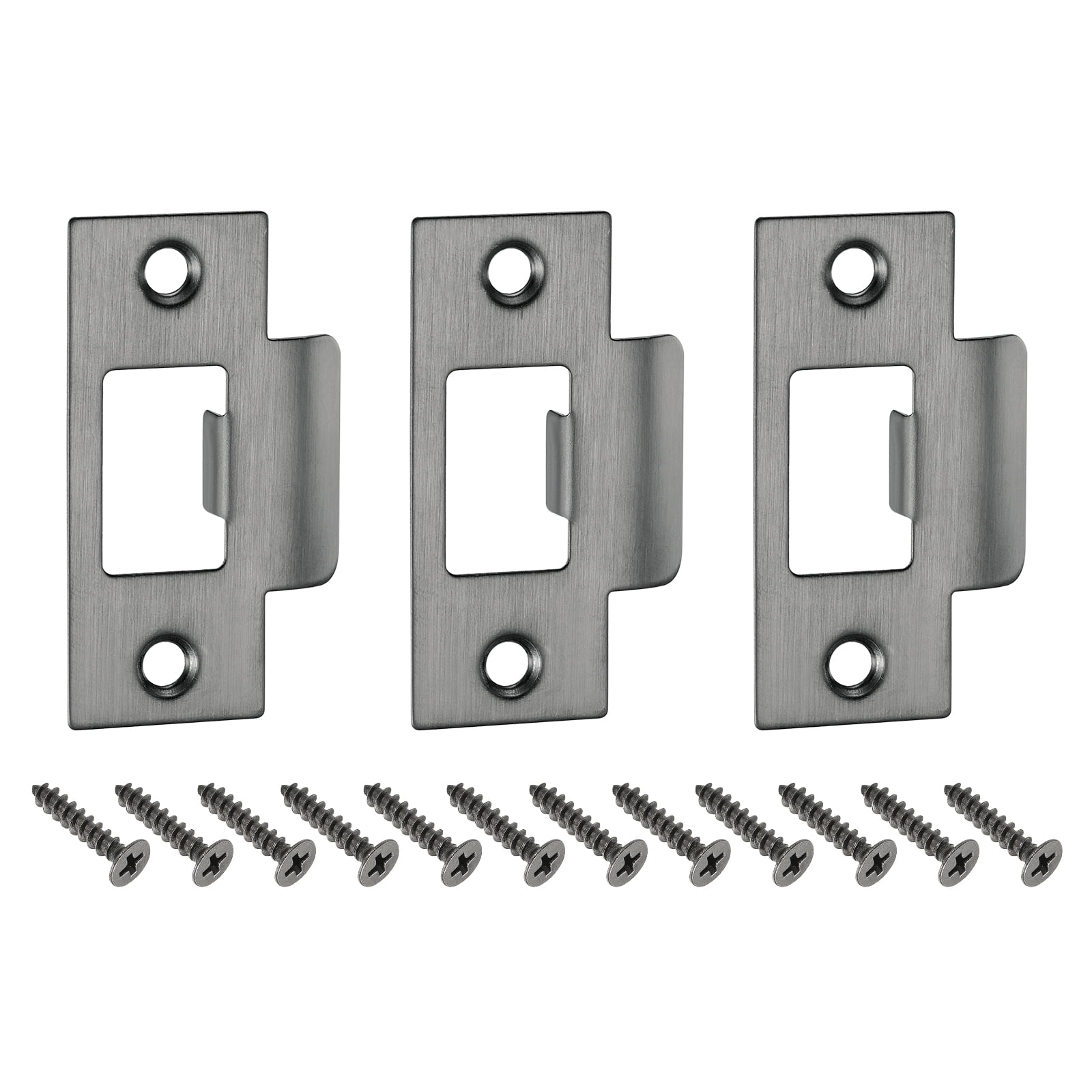 Uxcell 3Pack Door Strike Plate, 70mm x 40.3mm Stainless Steel Latch ...