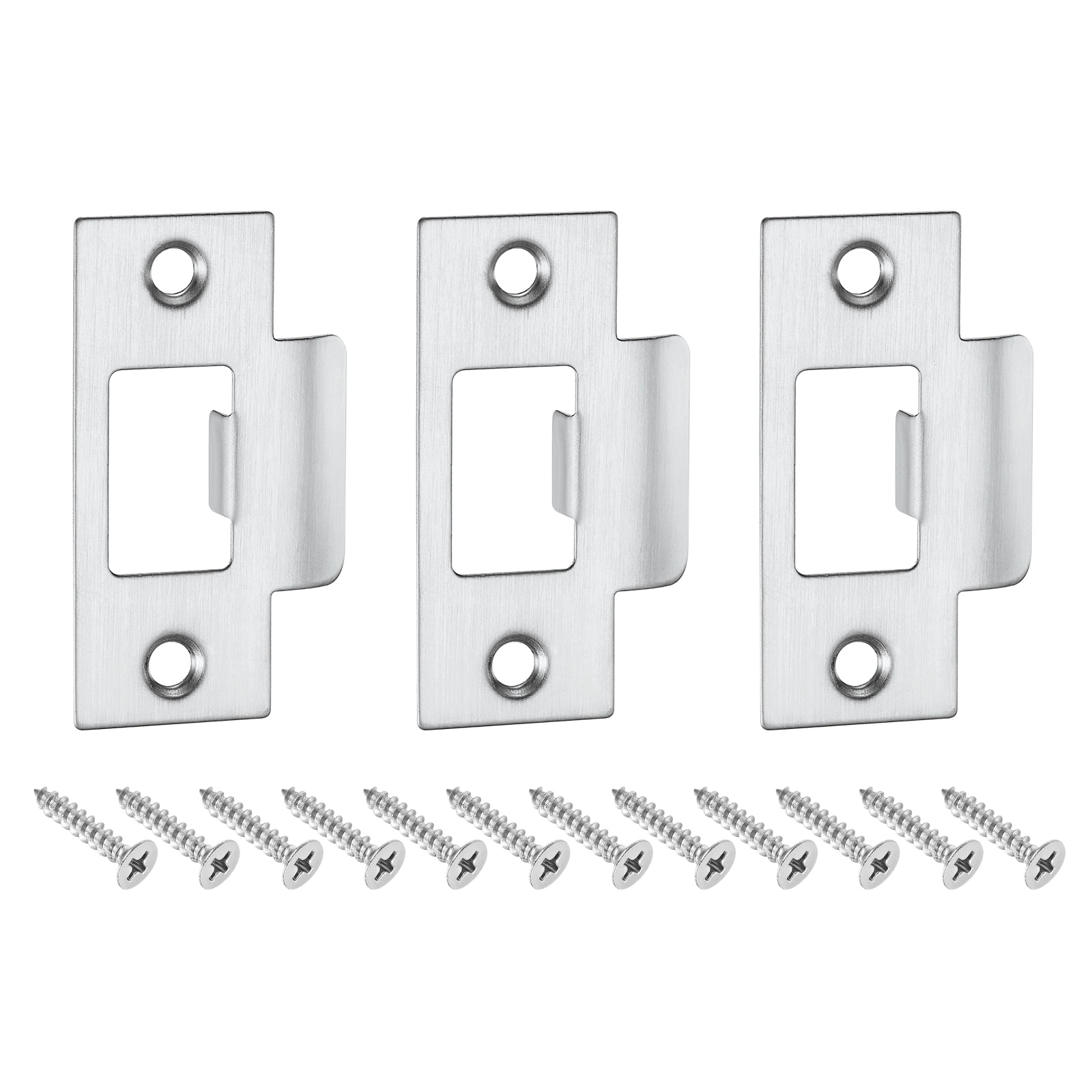 Uxcell 3Pack Door Strike Plate, 70mm x 40.3mm Stainless Steel Latch ...