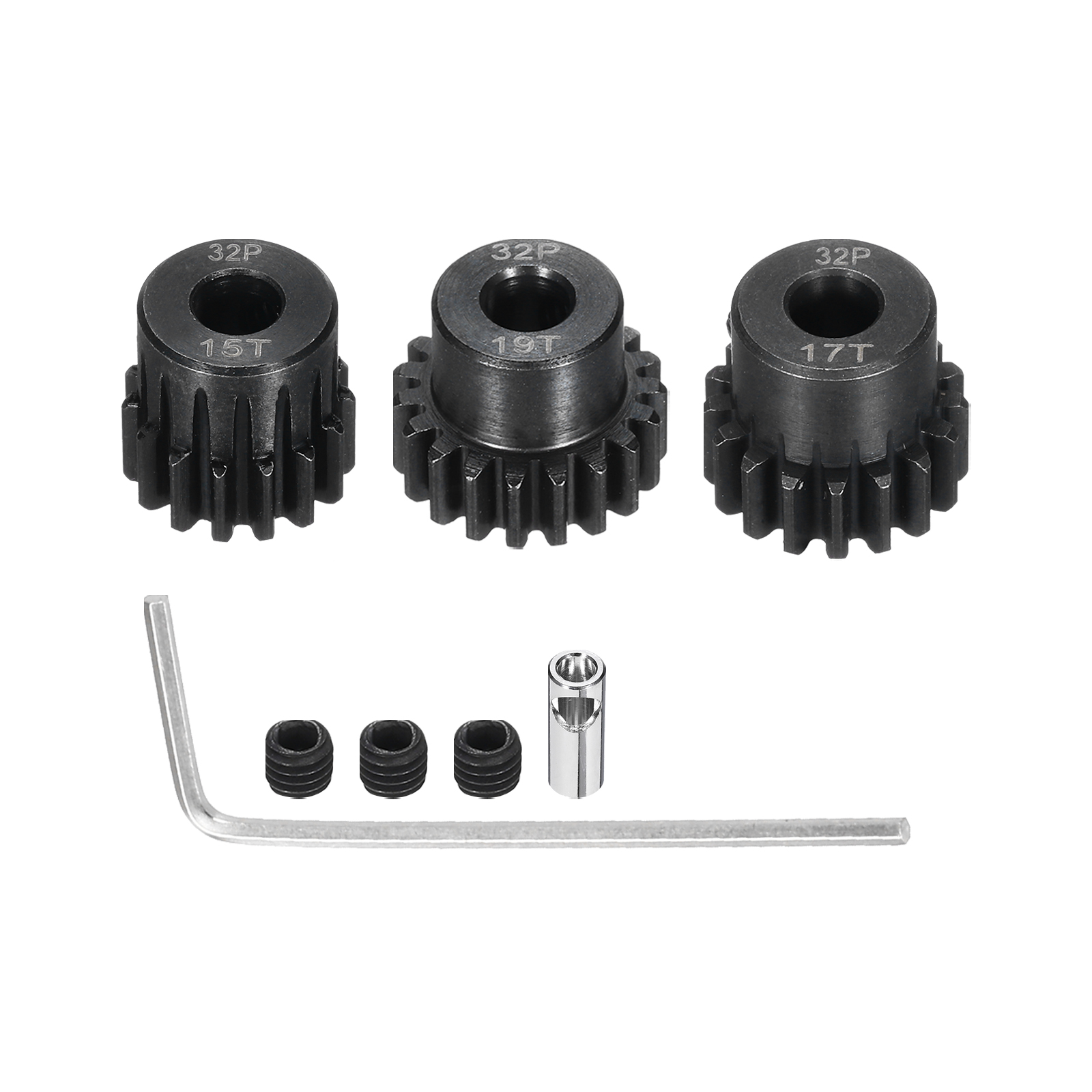 Uxcell 3Pcs 32P Steel Pinion Gear Set 15T 17T 19T for 5mm Shaft ...
