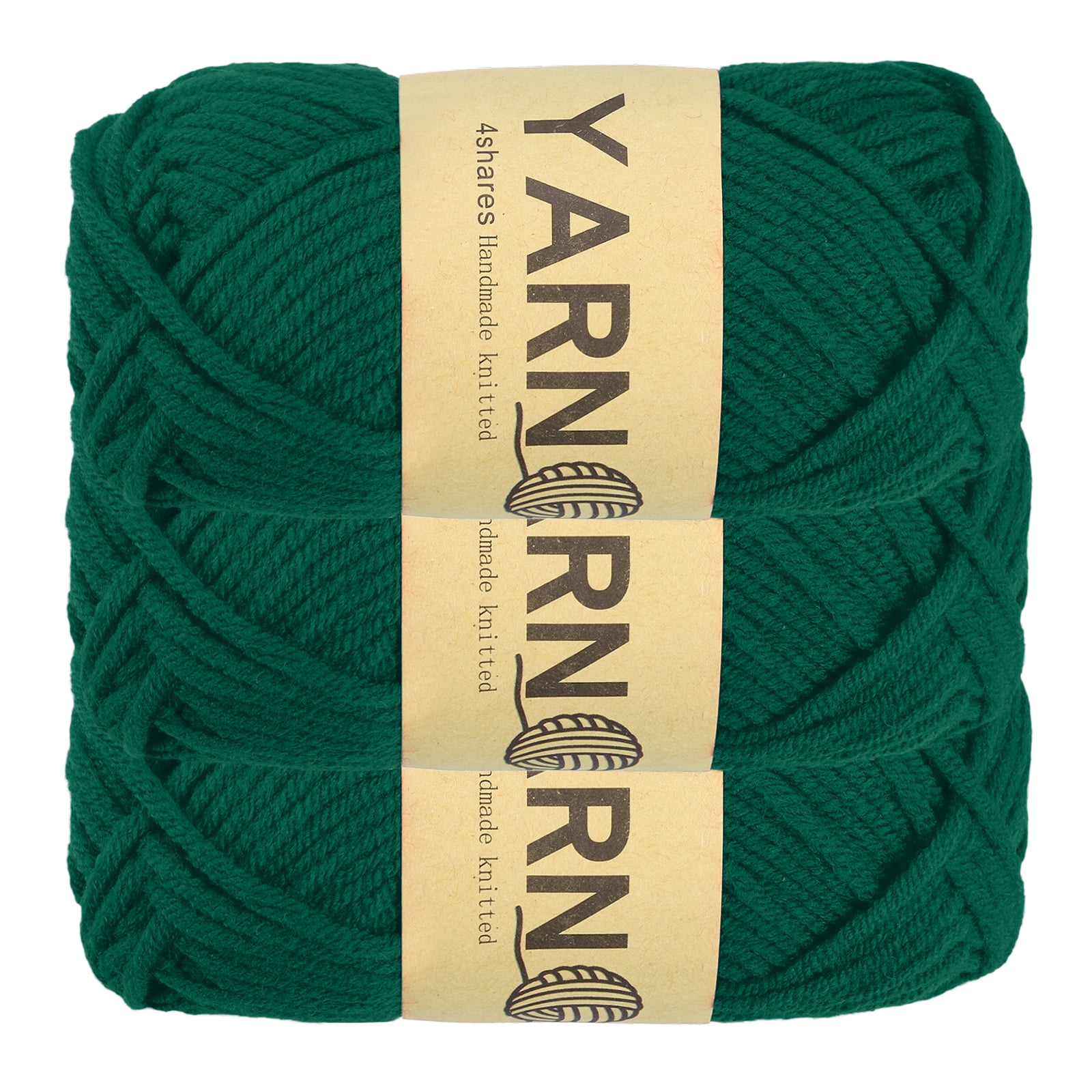 Uxcell 3Pcs Crocheting Yarn, 2mm Dark Green Acrylic Yarn, 164 Yards ...