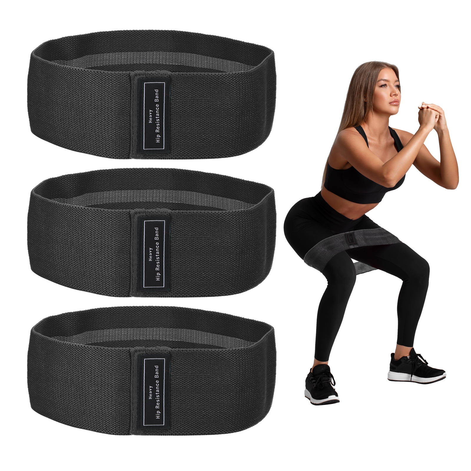 Uxcell 3Pcs Fabric Resistance Bands Booty Workout Bands with Bag and ...
