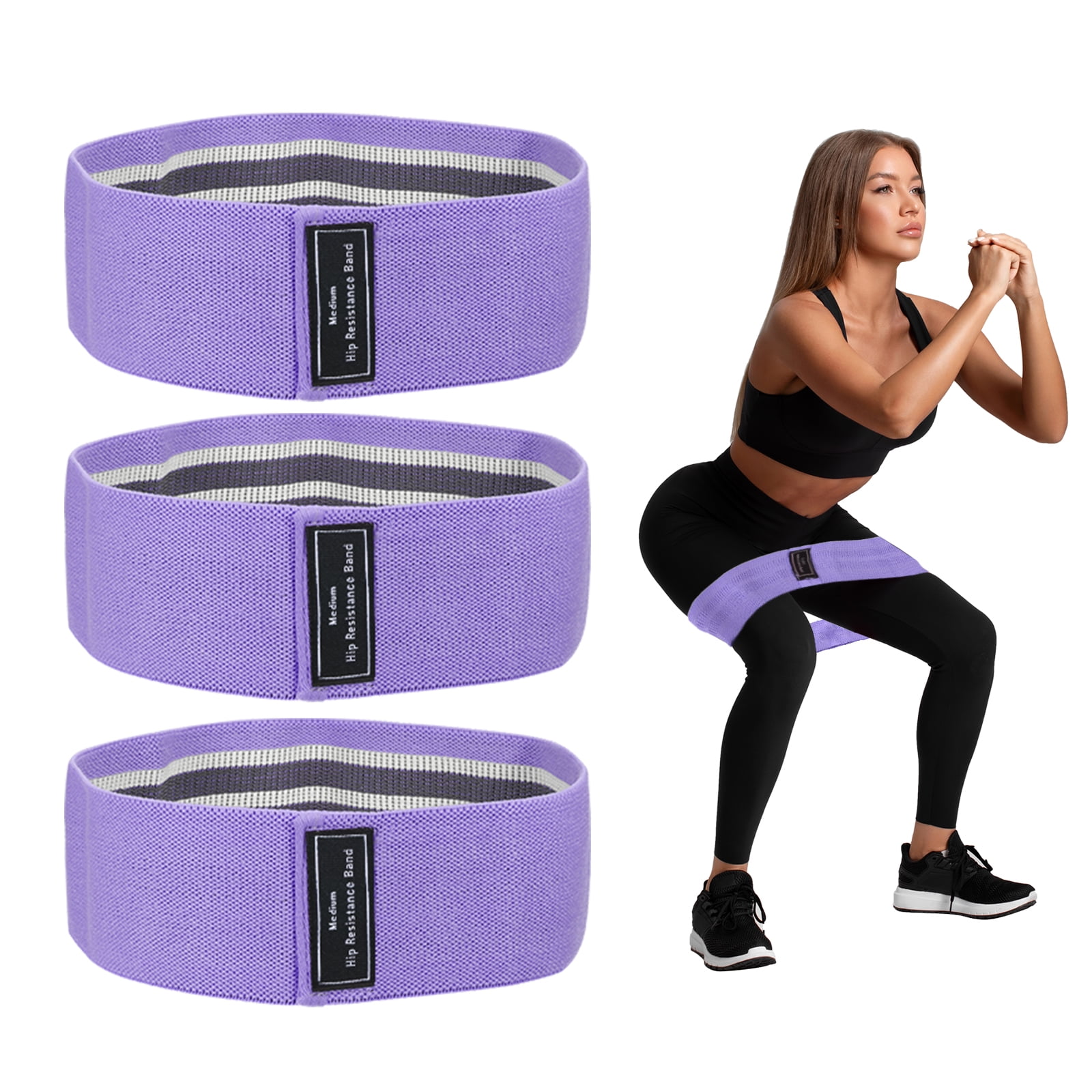 Uxcell 3Pcs Fabric Resistance Bands Booty Workout Bands with Bag and ...