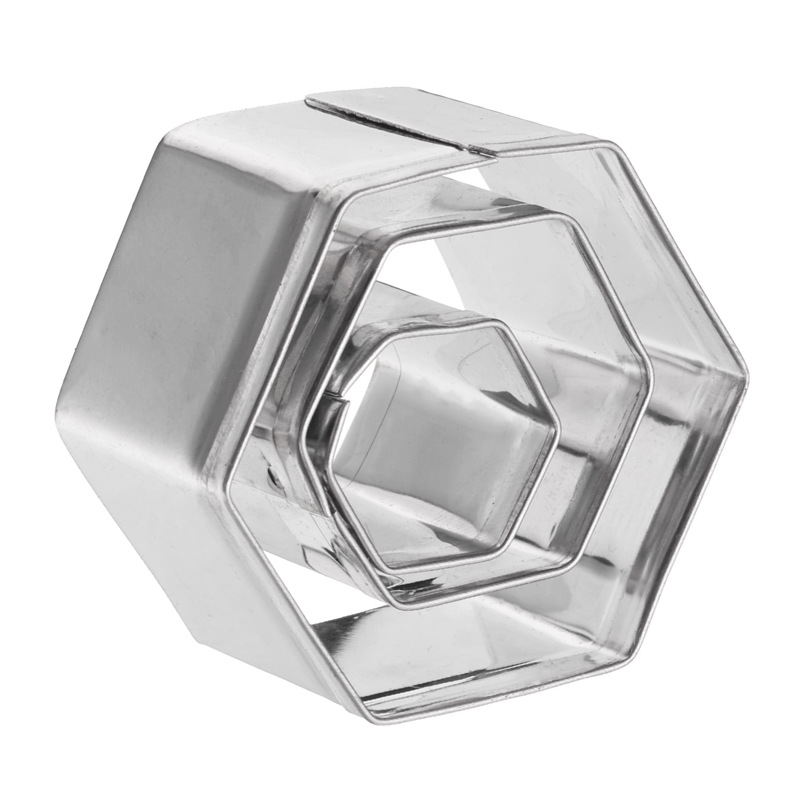 Uxcell 3Pcs Hexagon Cookie Cutters Set Assorted Sizes Stainless Steel ...