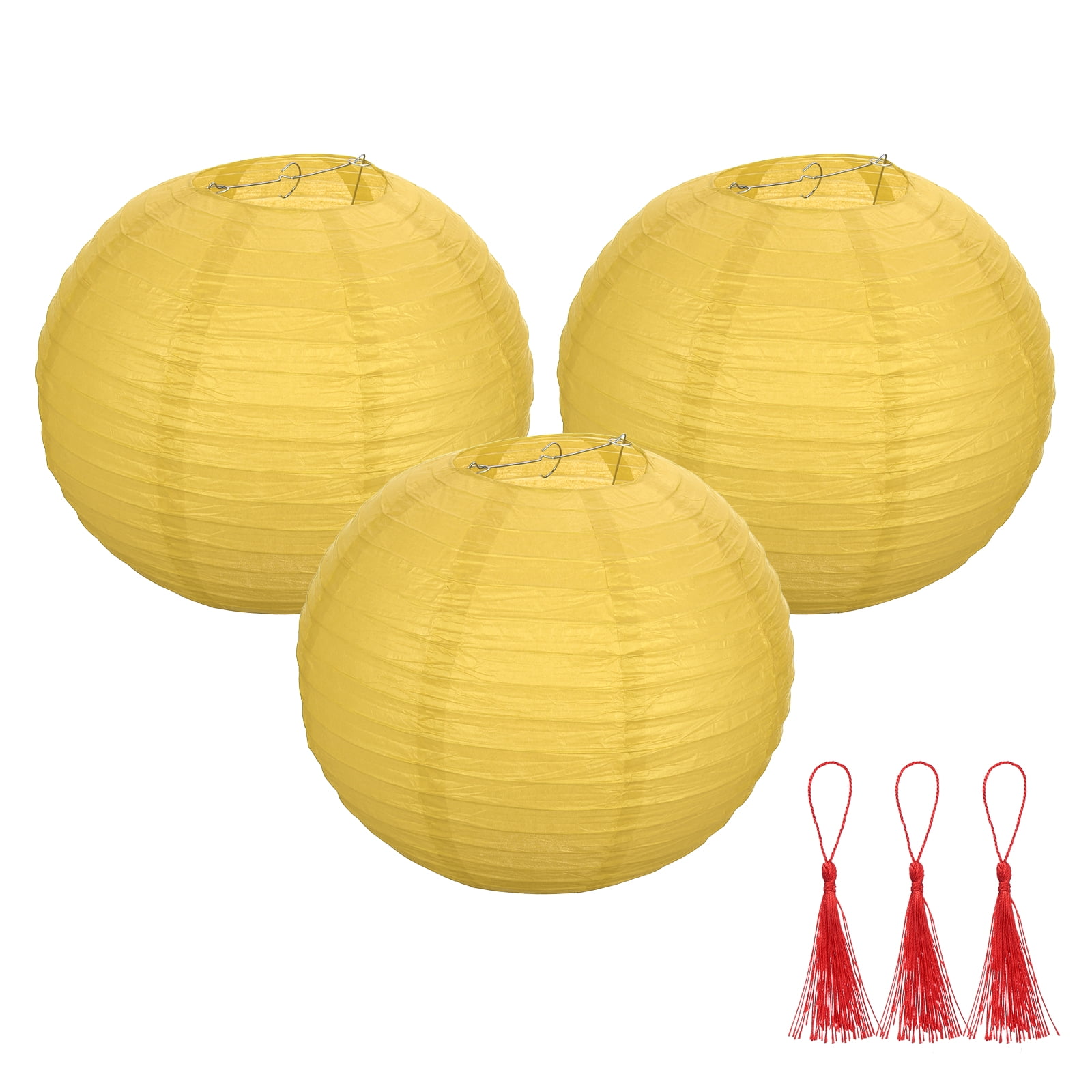 Uxcell 3Pcs Round Paper Lanterns Paper Lantern Party Decorations Yellow ...
