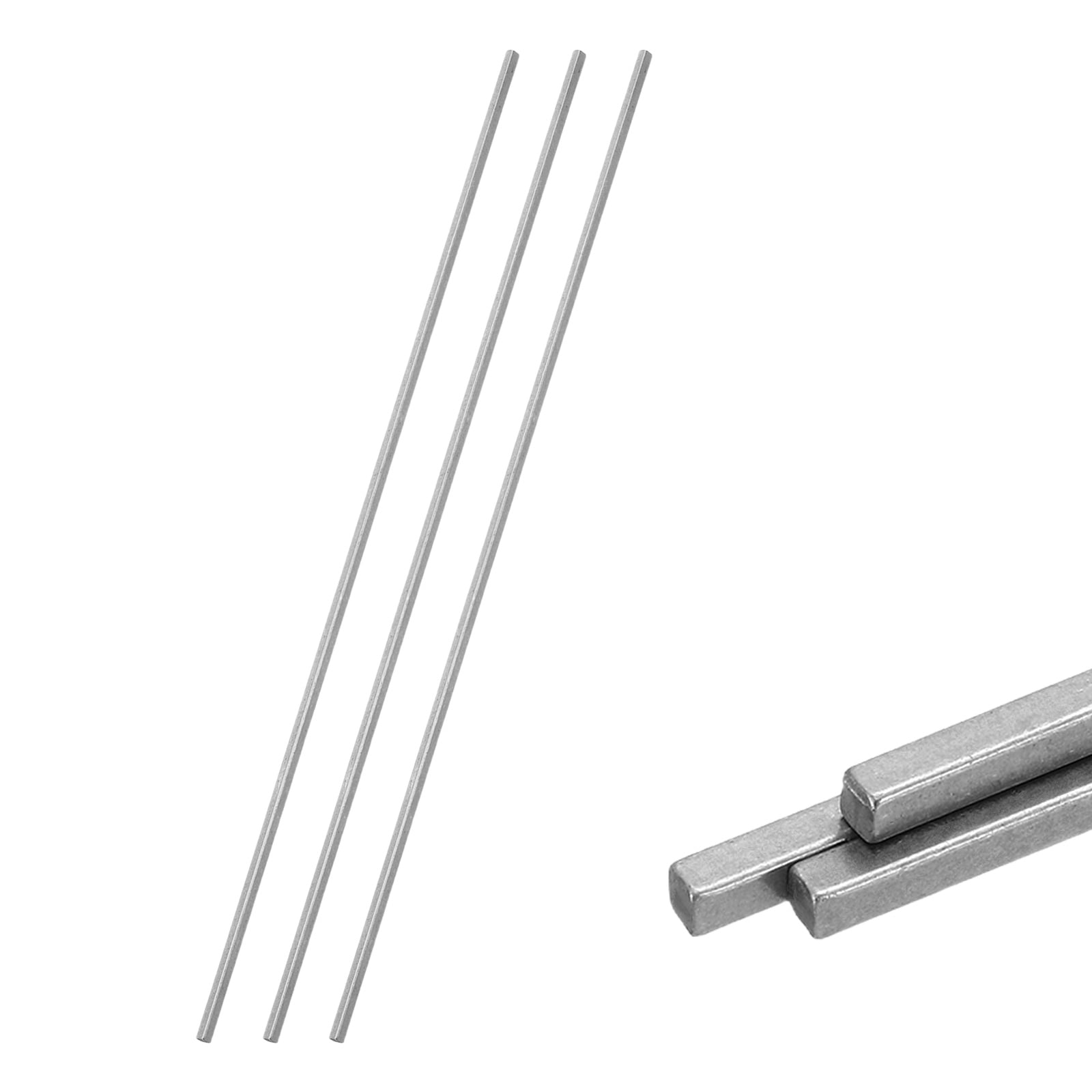 Uxcell 3Pcs Square Steel Key Stock, 3/16" x 3/16" x 14" 45# Cold-Drawn ...