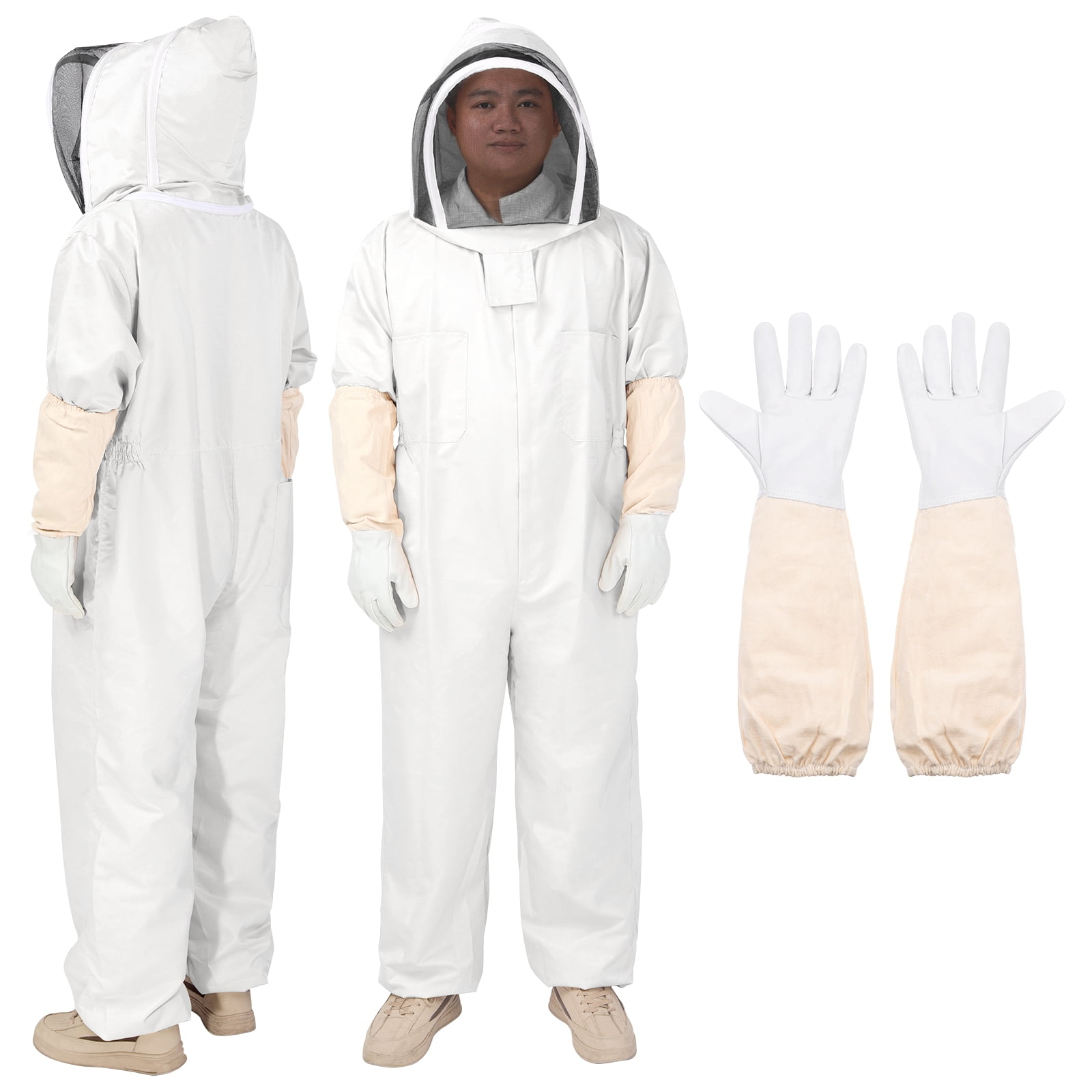 Uxcell 3Sets Bee Suit for Men Women XXL Beekeeping Suit with Glove and Veil Hood White - Walmart.com