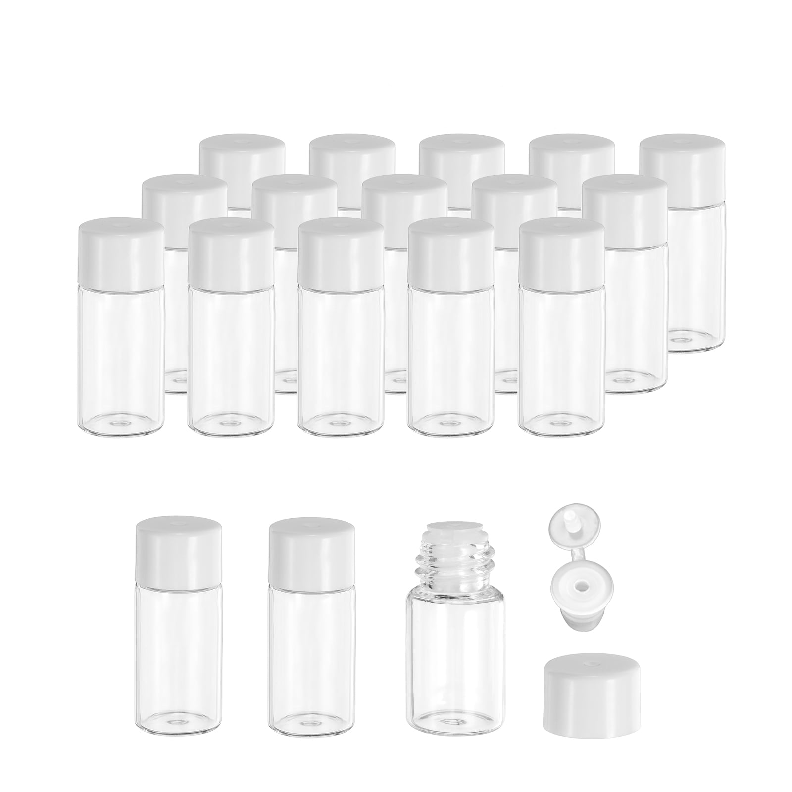 Uxcell 3ml Essential Oil Bottles, 18 Pack Clear Glass Bottles with ...