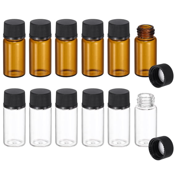 Uxcell 3ml Glass Sample Vials, 12Pcs Sample Vials with Screw Cap Leak ...