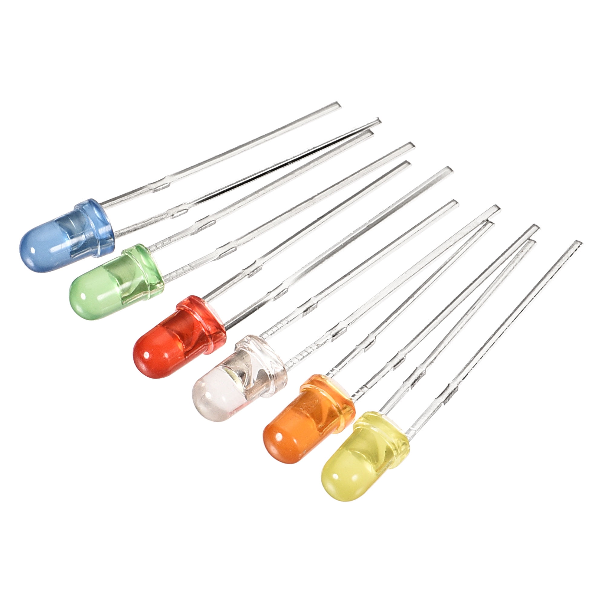 Uxcell 3mm Cylinder Head LED Light Emitting Diode Bulbs Set 6 Colors ...