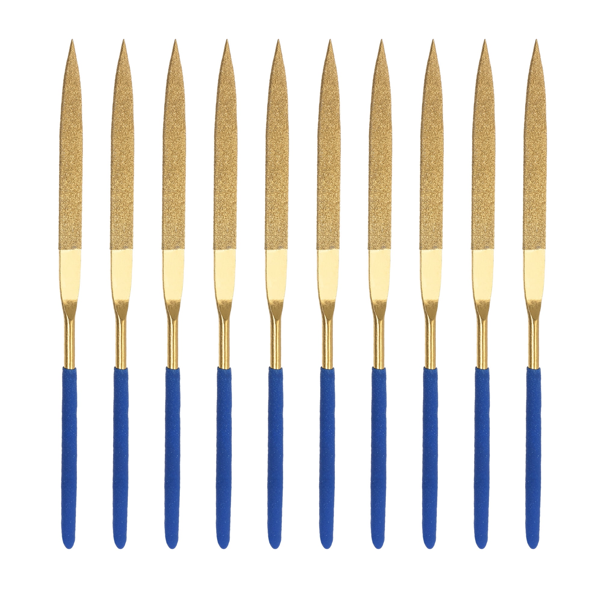 Uxcell 3mm x 140mm Flat Point Files Diamond Needle File Set Titanium ...